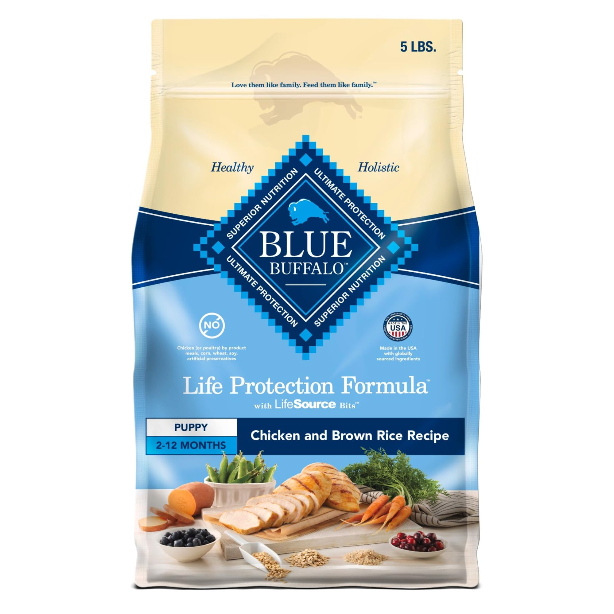 Blue Buffalo Life FEV6 Protection Formula Puppy Dry Dog Food with DHA ...