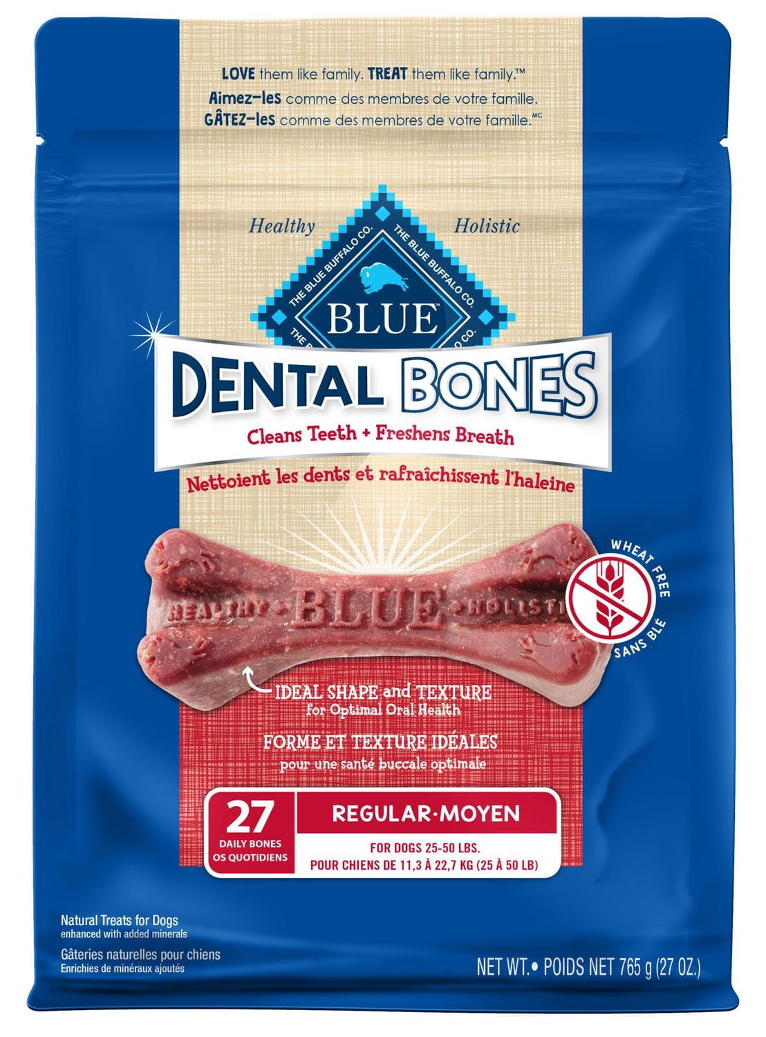 Blue Buffalo Natural Dental Bones, Regular 27oz - Walmart.com