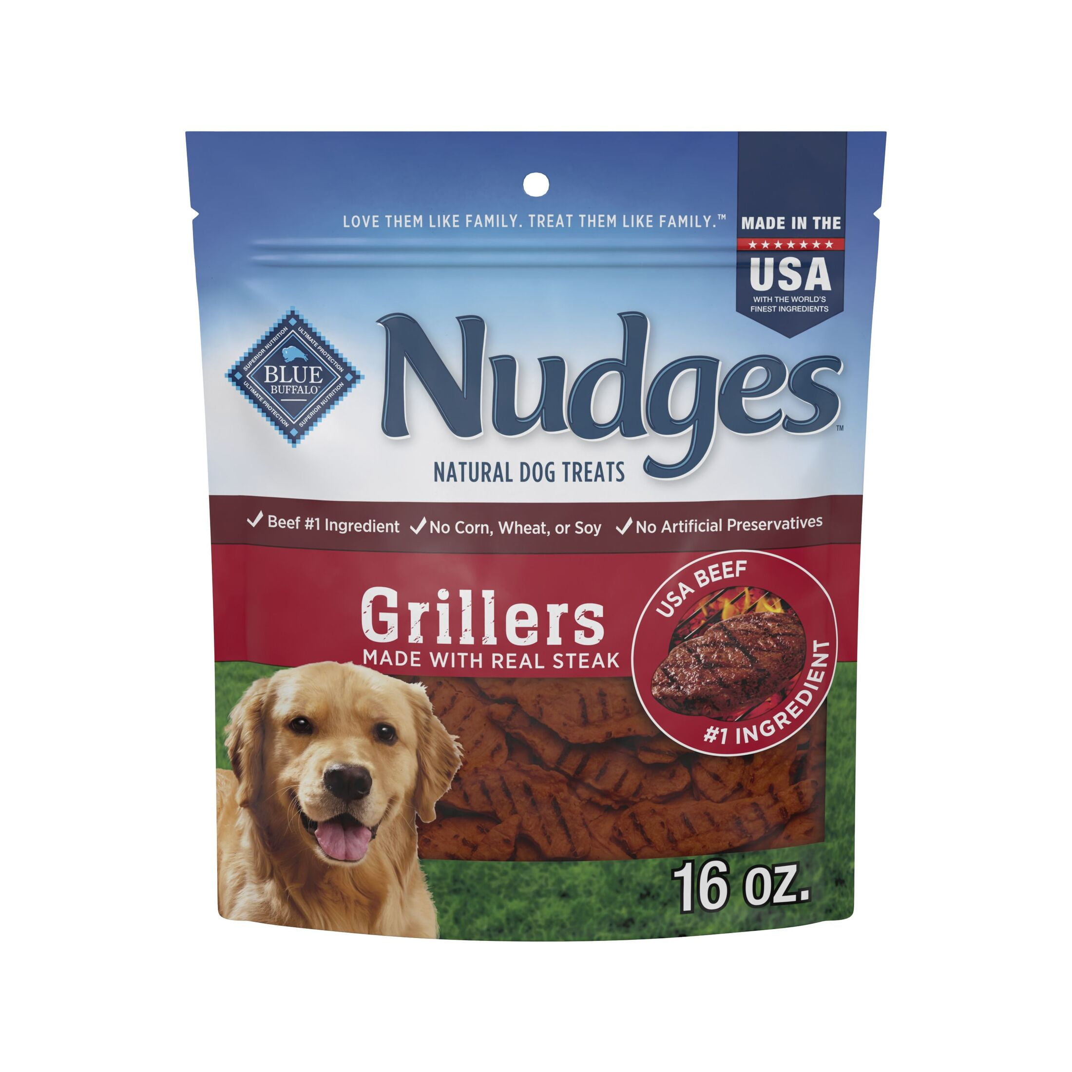 Blue Buffalo Steak Dog Treats 16 oz with Real Beef, Easy to Tear ...