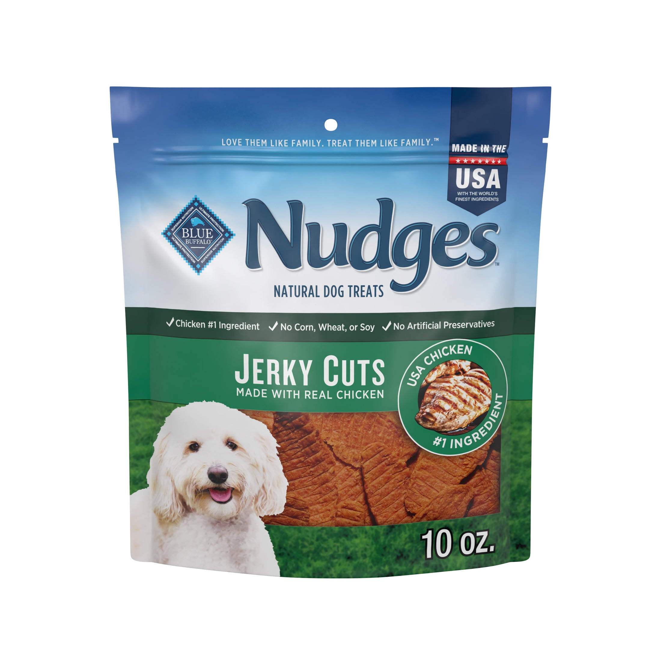Blue Buffalo Tender Nudges Jerky Cuts, Natural Chicken Dog Treats, 10oz ...