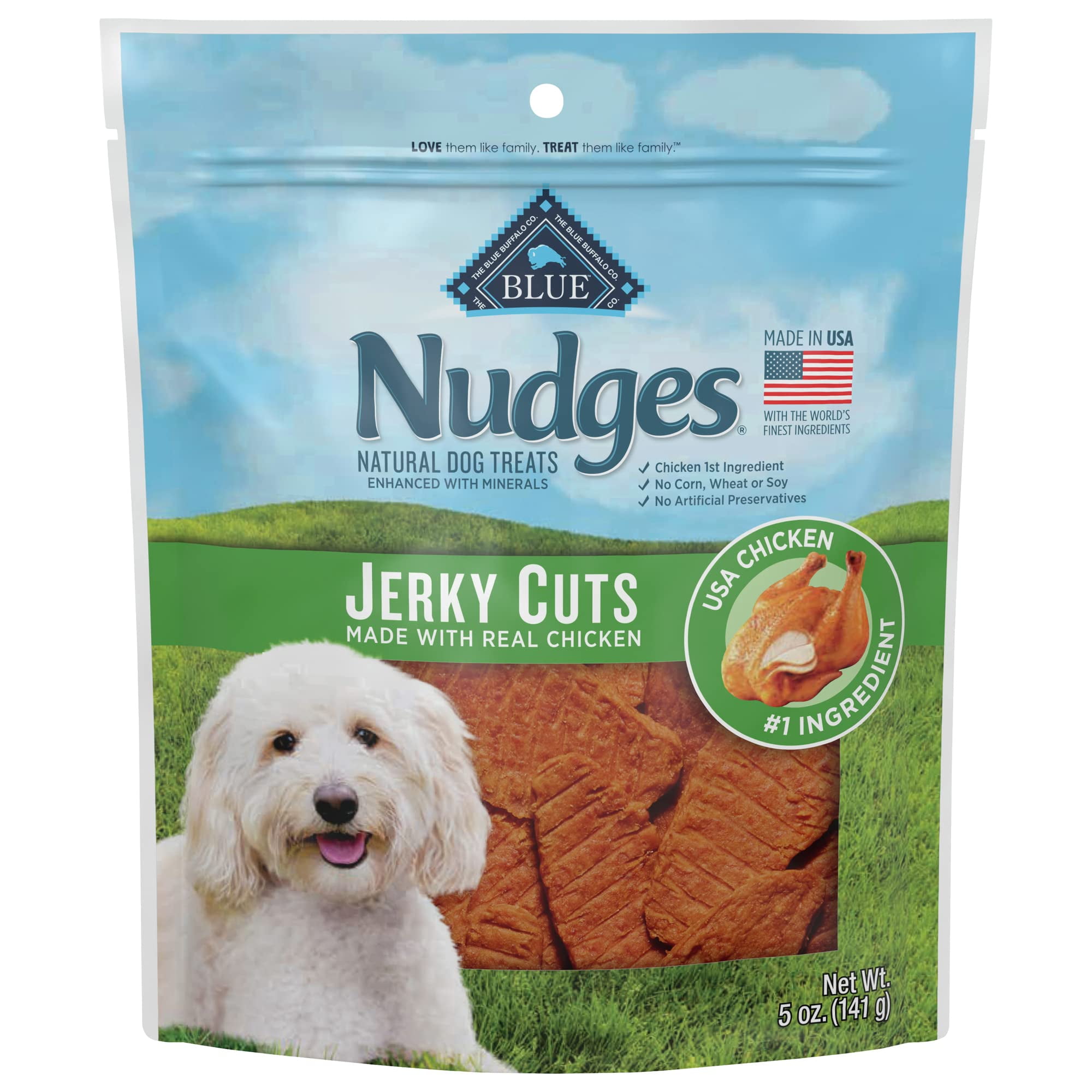 Blue Buffalo Nudges Jerky Cuts Natural Dog Treats, Chicken, 5oz Bag ...