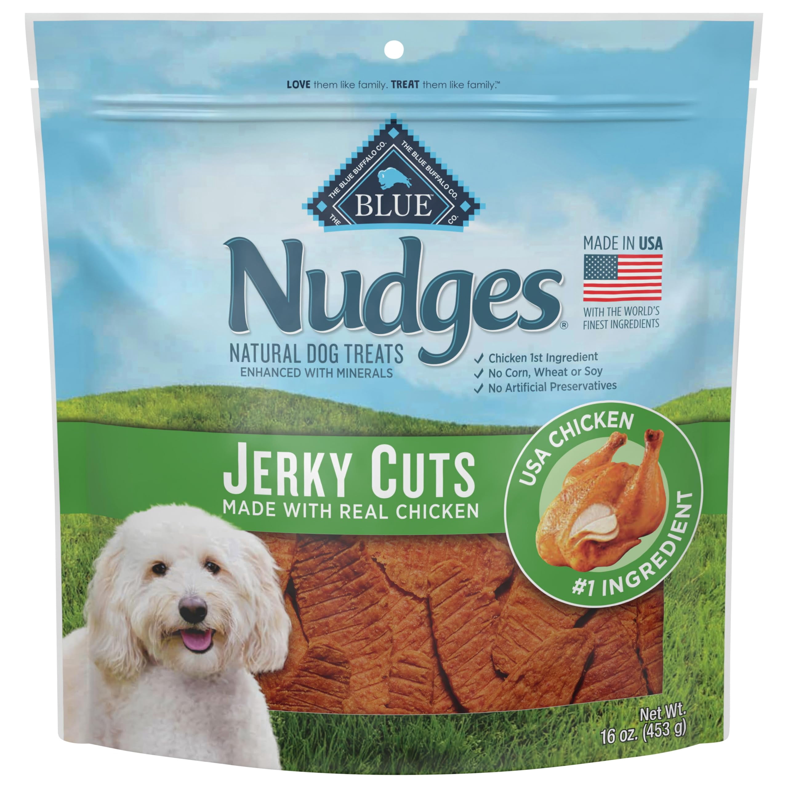 Blue Buffalo Nudges Jerky OIF8 Bites Dog Treats, Made in the USA with ...
