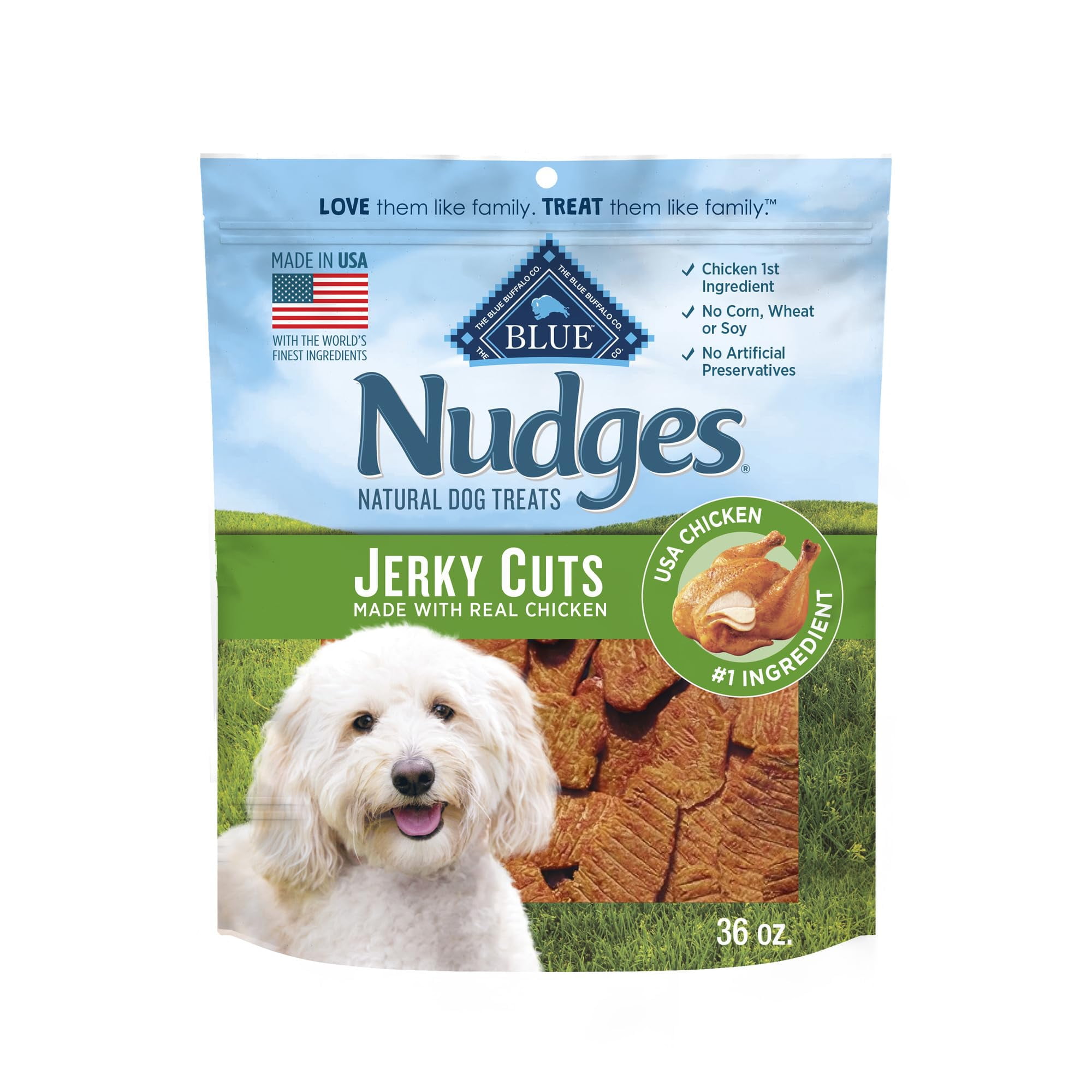 Blue Buffalo Nudges Jerky XEF1 Cuts Natural Dog Treats Chicken ...