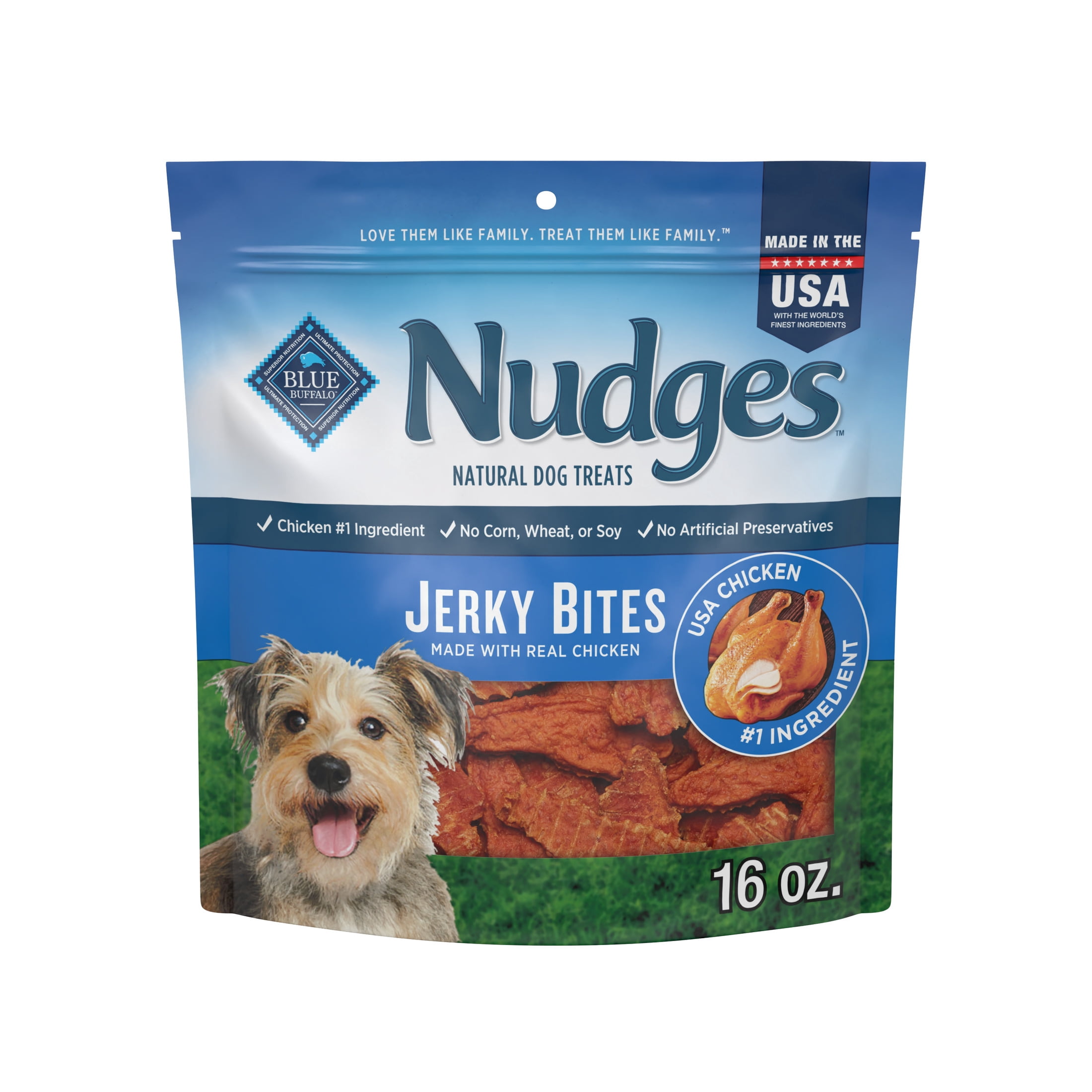 Blue Buffalo Nudges Chicken Jerky Bites Natural Dog Treats, 16oz Snacks ...