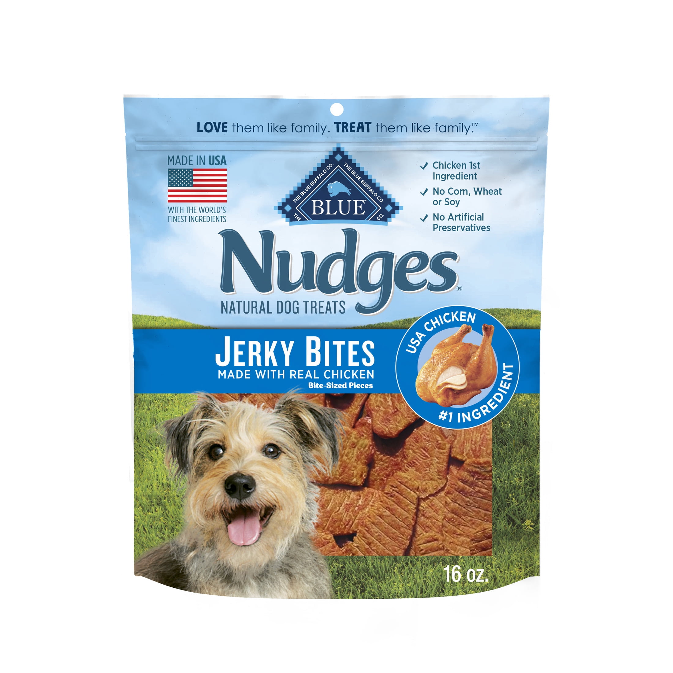 Blue Buffalo Nudges Chicken Jerky Bites Natural Dog Treats, 16oz Snacks ...