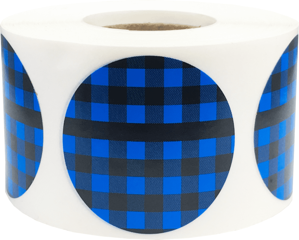 Blue Buffalo Plaid Color Coding Labels Round Circle Dots 1.5 Inch 500 ...