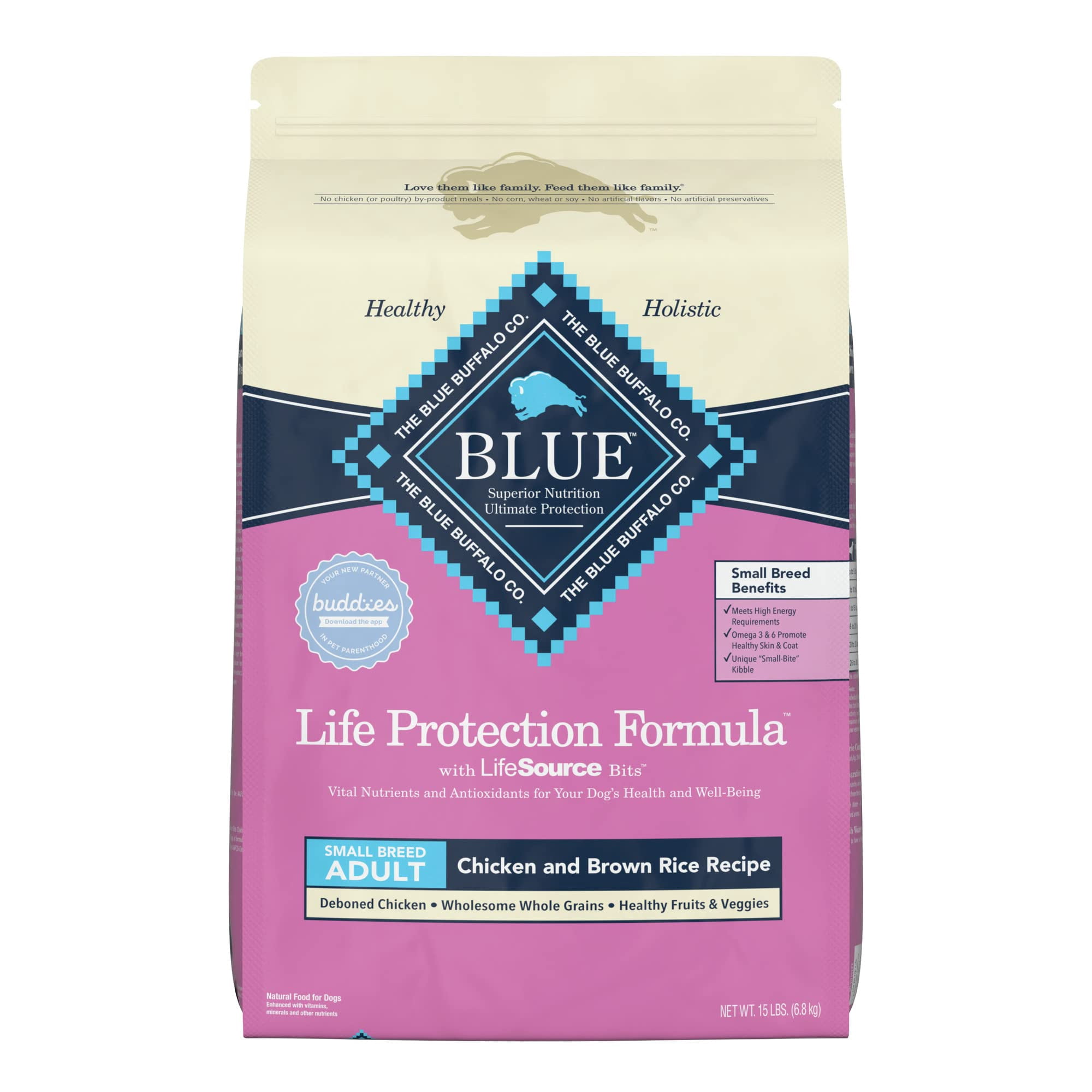 Blue Buffalo Small Breed Chicken & Rice Dog Food 15 lb. Bag (Pack of 14 ...