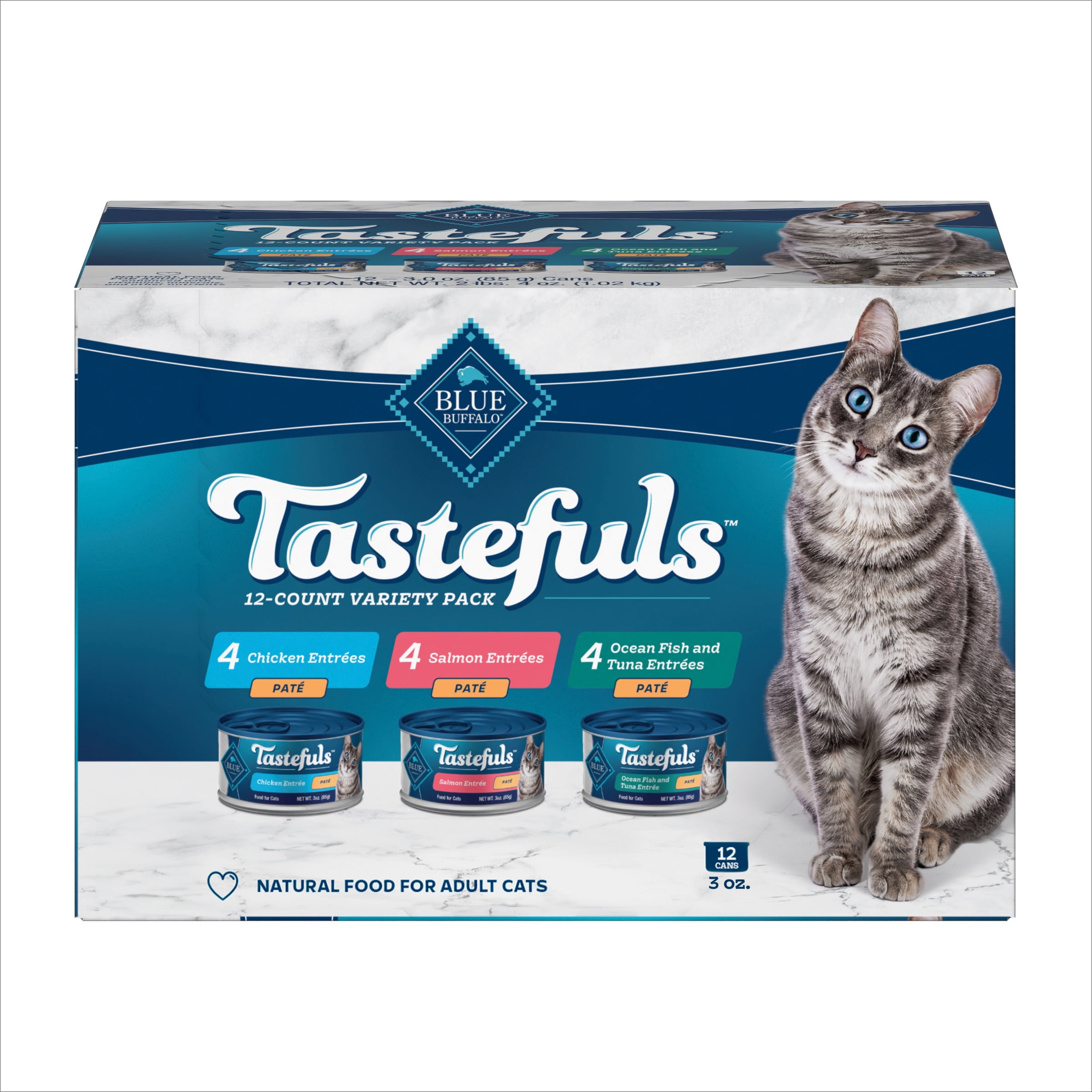 Blue Buffalo Tastefuls Cat Food Variety Pack, Salmon, Chicken, Ocean ...