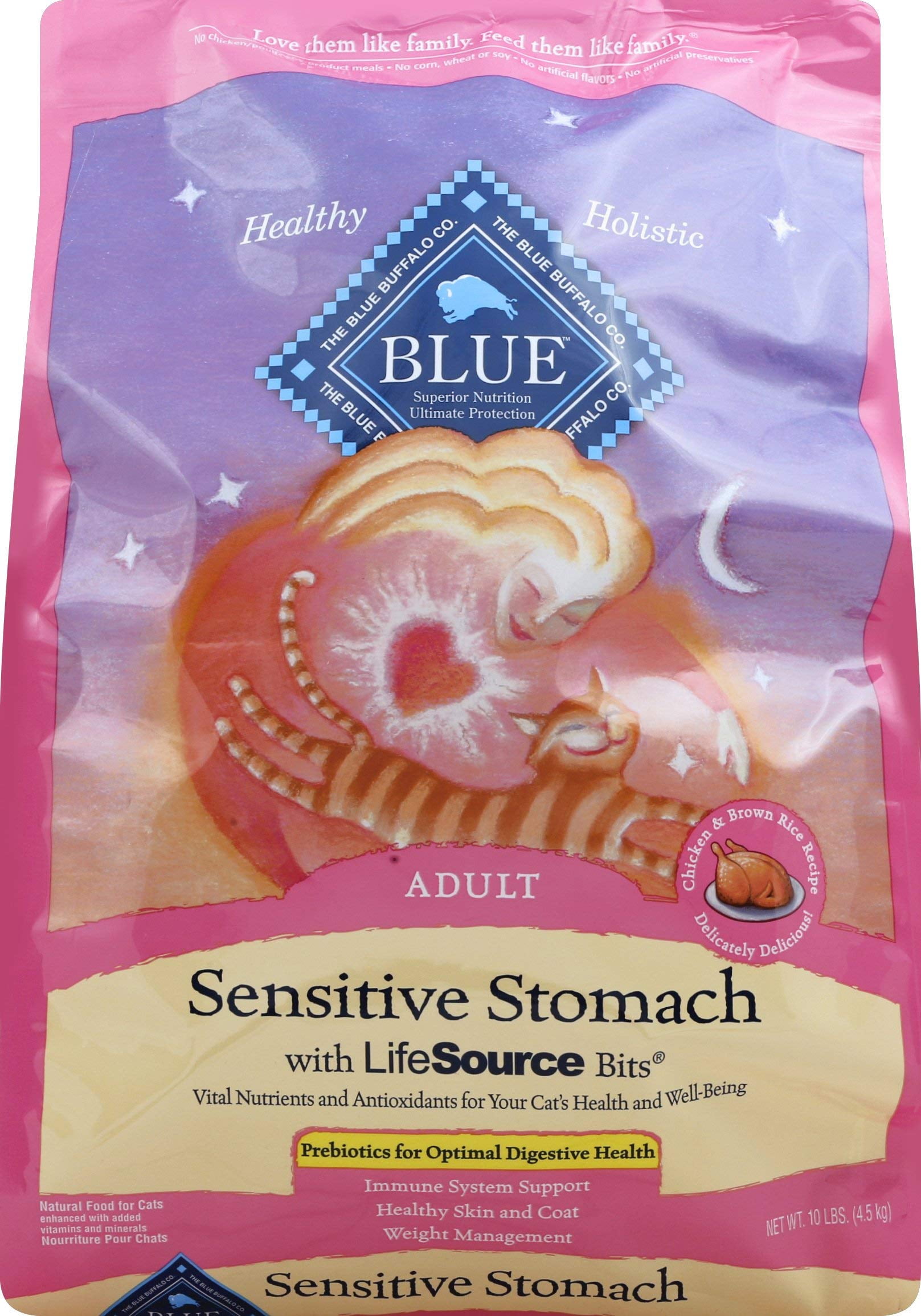 Blue Buffalo Tastefuls Sensitive Stomach Natural Chicken Adult Dry Cat Food (Pack of 24 ...