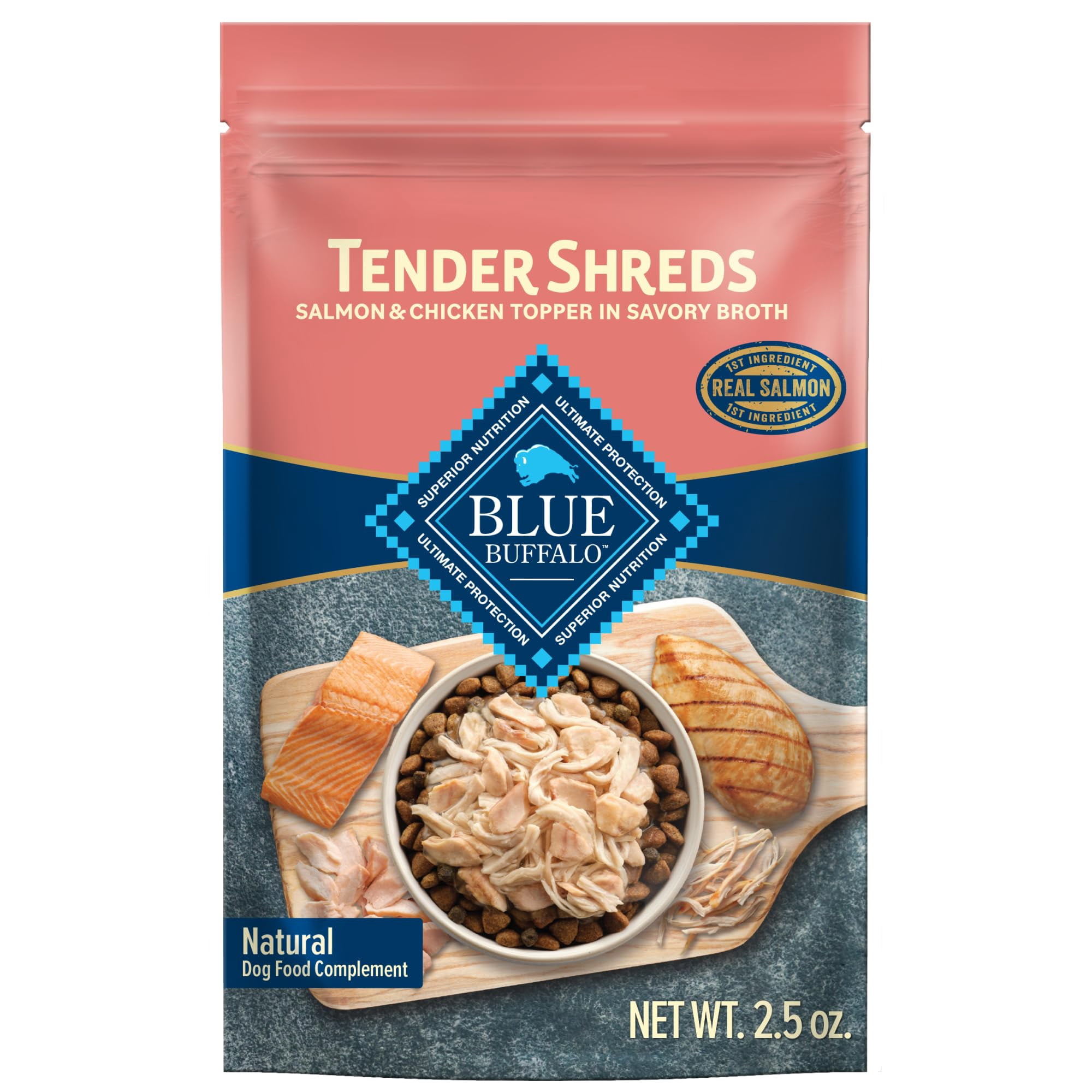 Blue Buffalo Tender Shreds IRF13 Salmon & Chicken Toppers in Savory ...