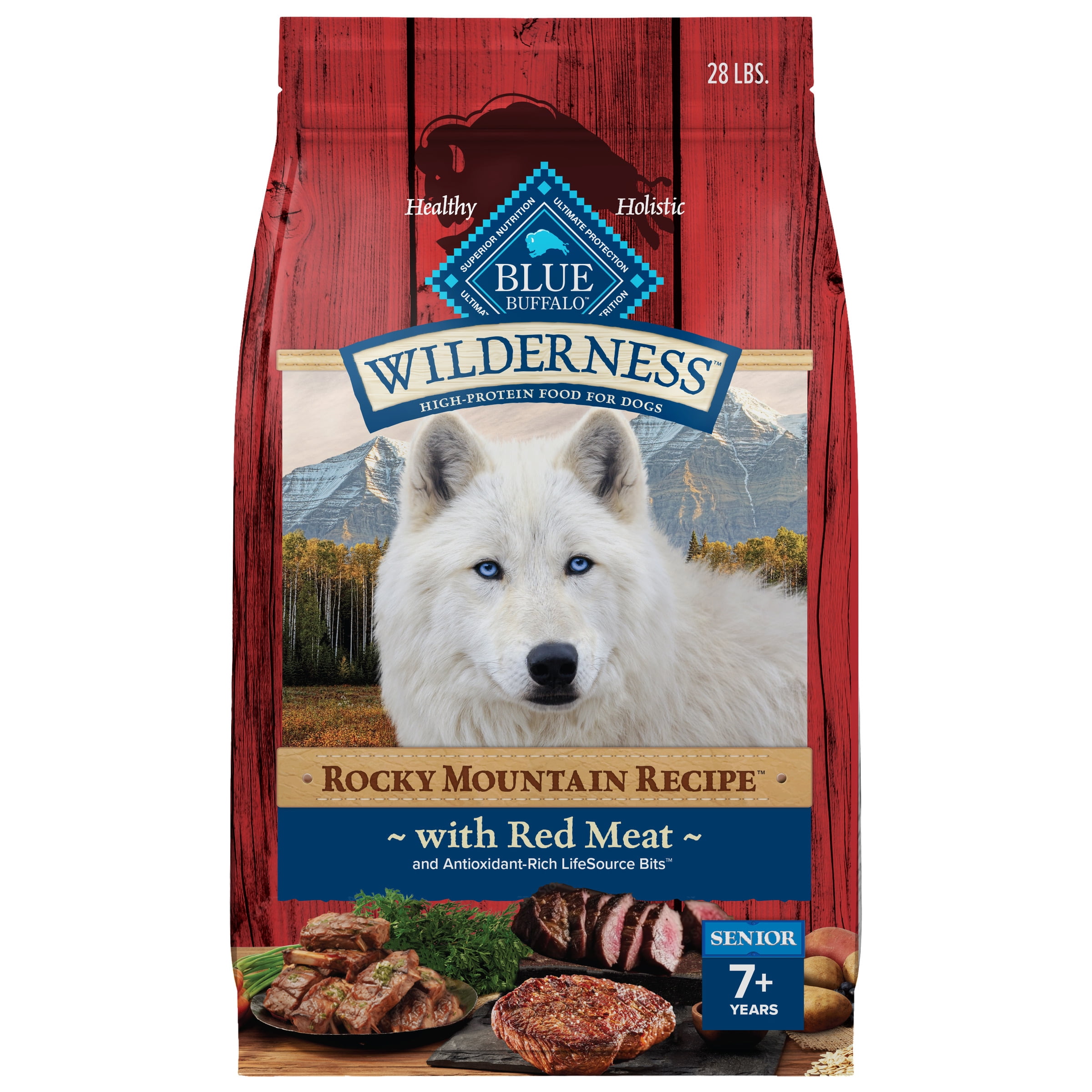 Blue Buffalo Wilderness High Protein, Natural Senior Dry Dog Food, Red ...