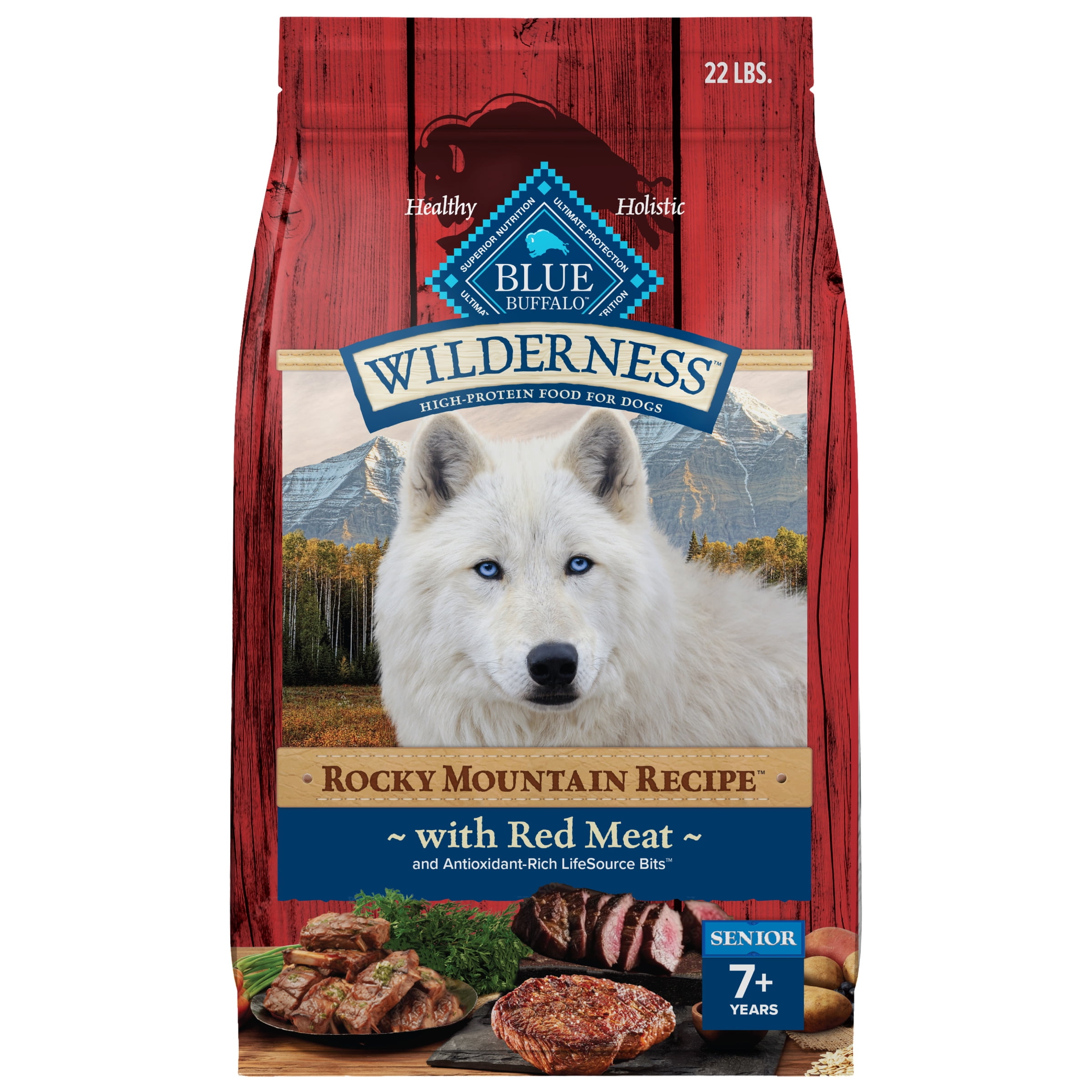 Blue Buffalo Wilderness High-Protein Senior Dry Dog Food, Red Meat ...