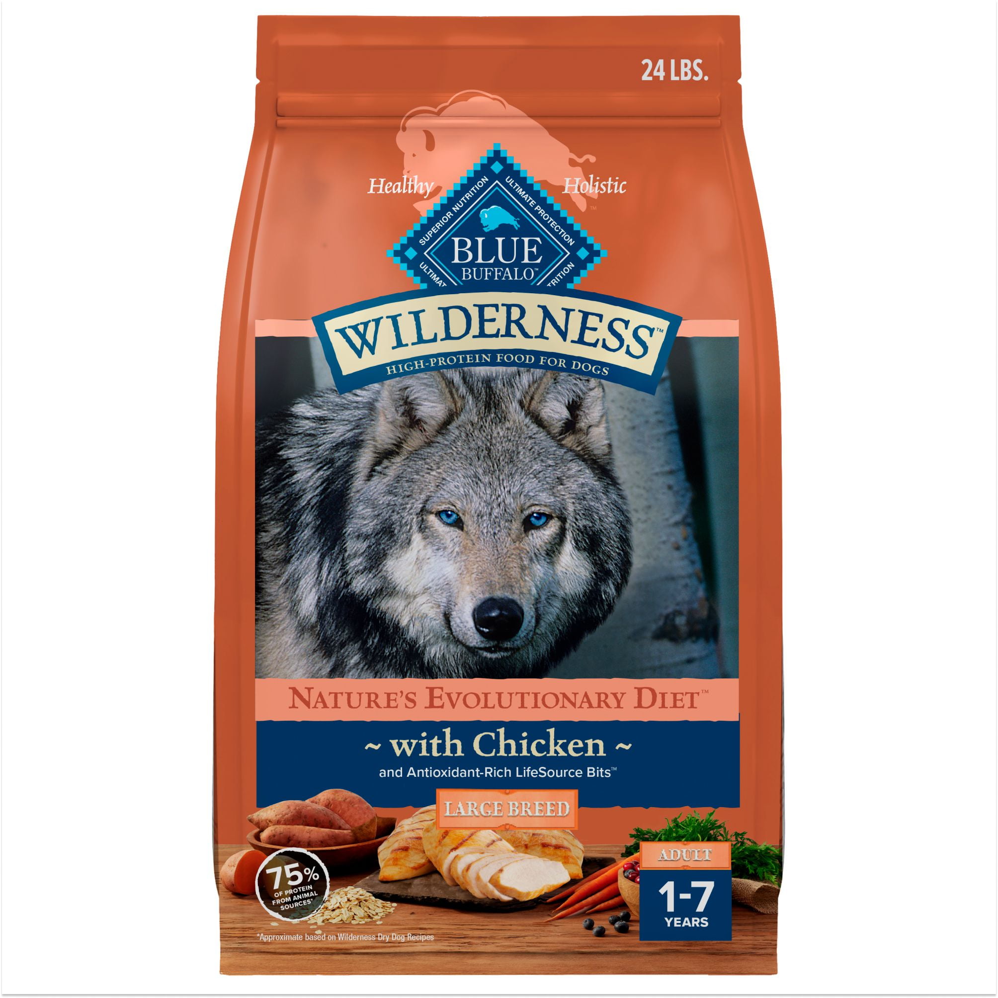 Blue Buffalo Wilderness Large Breed Dry Dog Food Plus Wholesome Grains ...