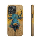 Blue Bull Head Abstract Painting Modern Artistic Pattern Phone Case ...