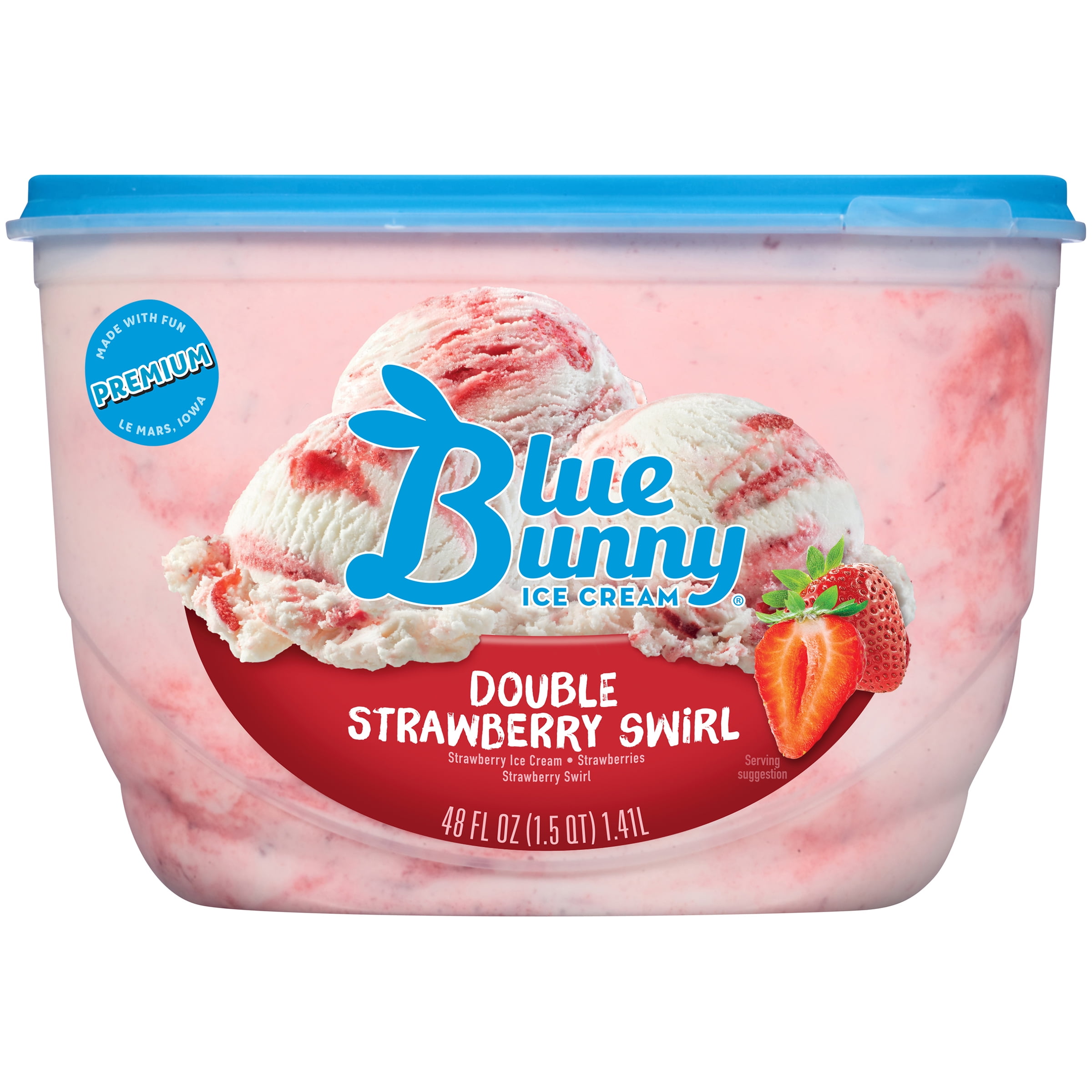 Blue Bunny Double Strawberry Swirl Ice Cream 48 Fl Oz