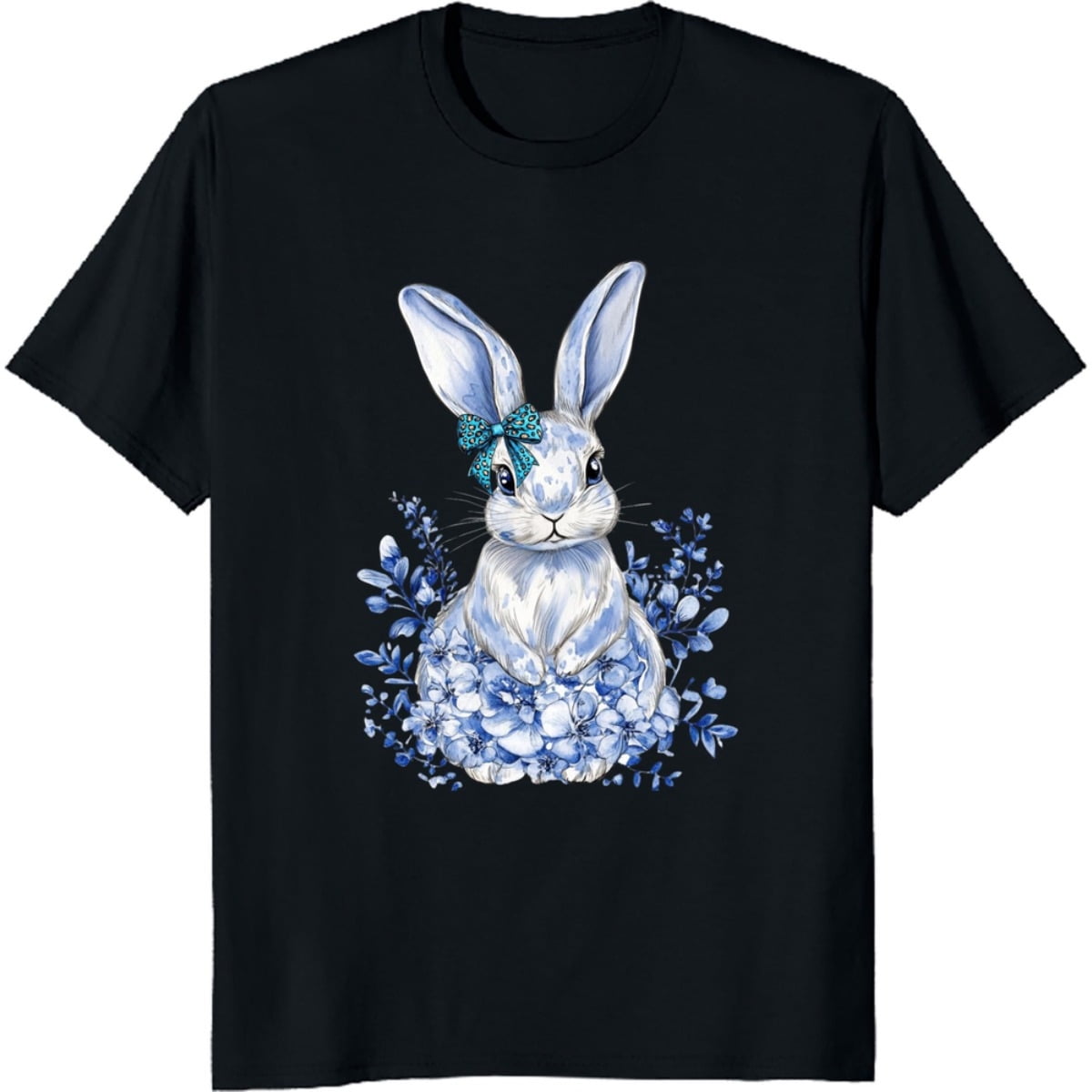 Blue Bunny Easter Unisex Tee Coquette Bow Rabbit Cute Spring Shirt ...