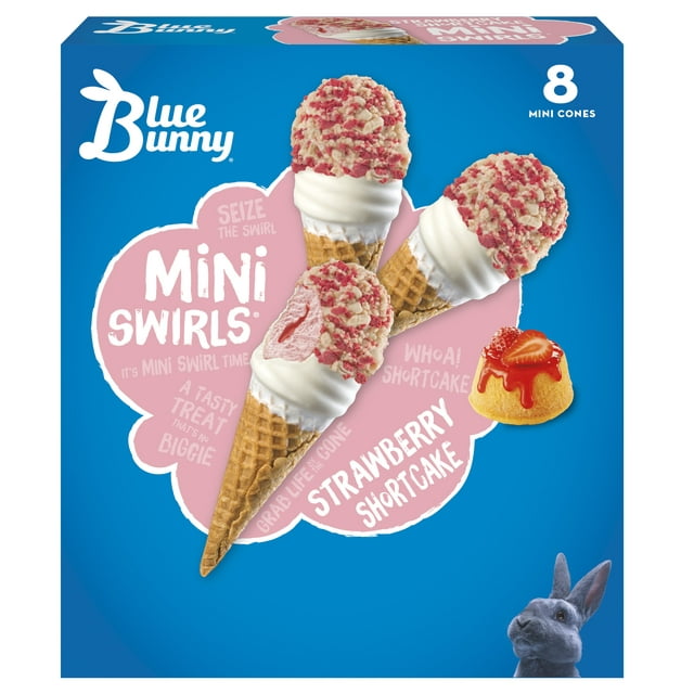 Blue Bunny Mini Swirls Strawberry Shortcake Cones, 8 Pack - Walmart.com