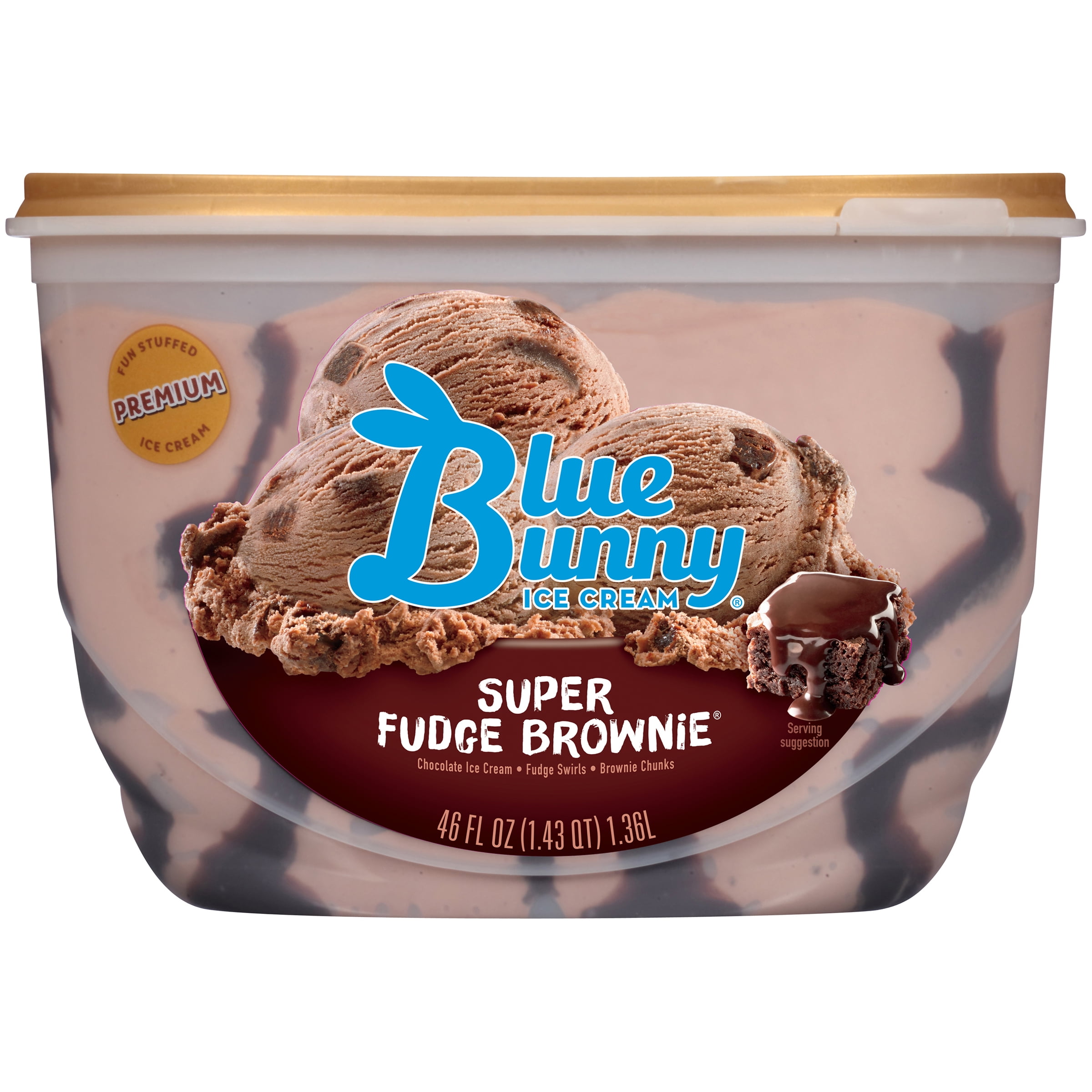 Blue Bunny Super Fudge Brownie Premium Ice Cream 46 fl oz - Walmart.com