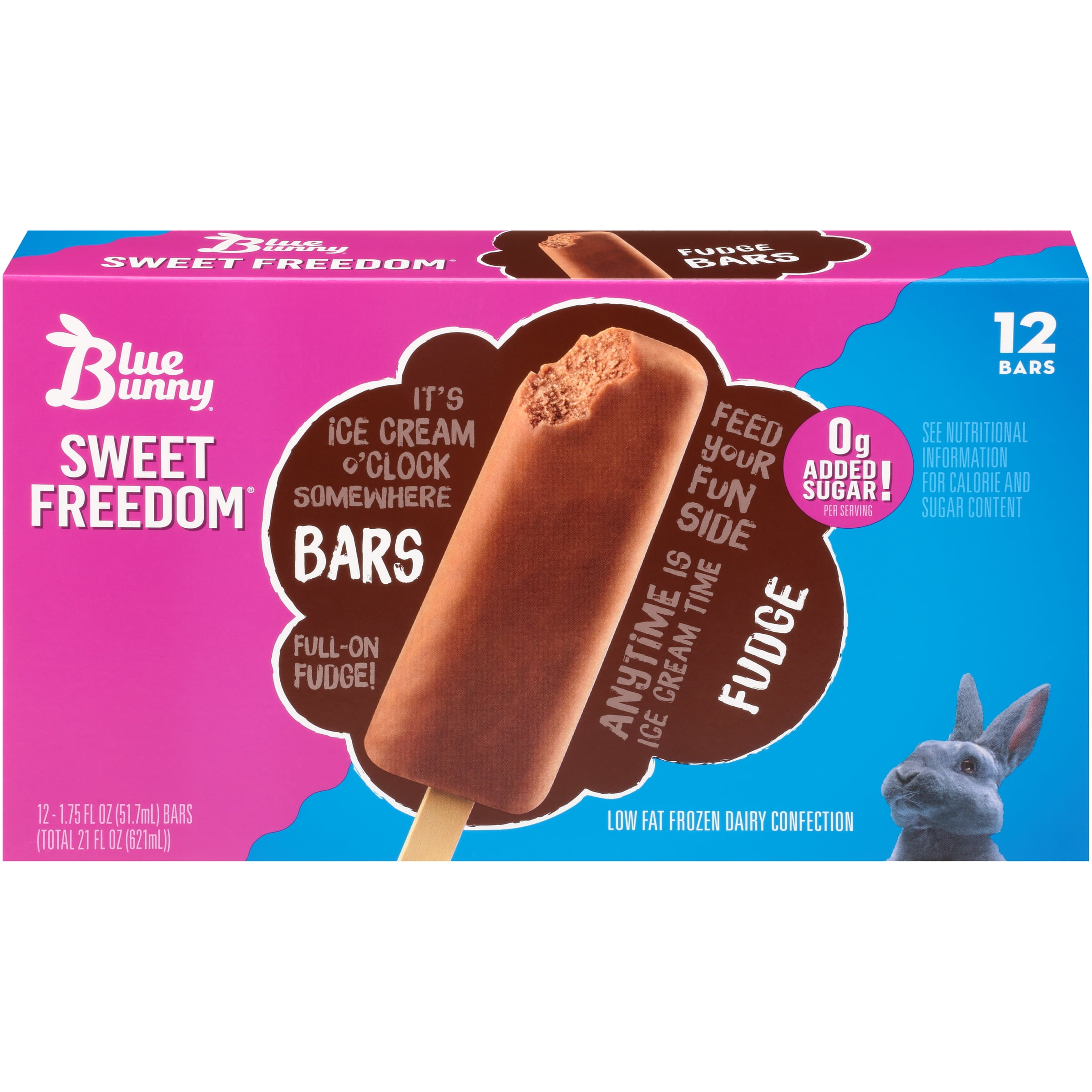 Blue Bunny Sweet Freedom Fudge Bars, 21 fl oz 12 Pack - Walmart ...