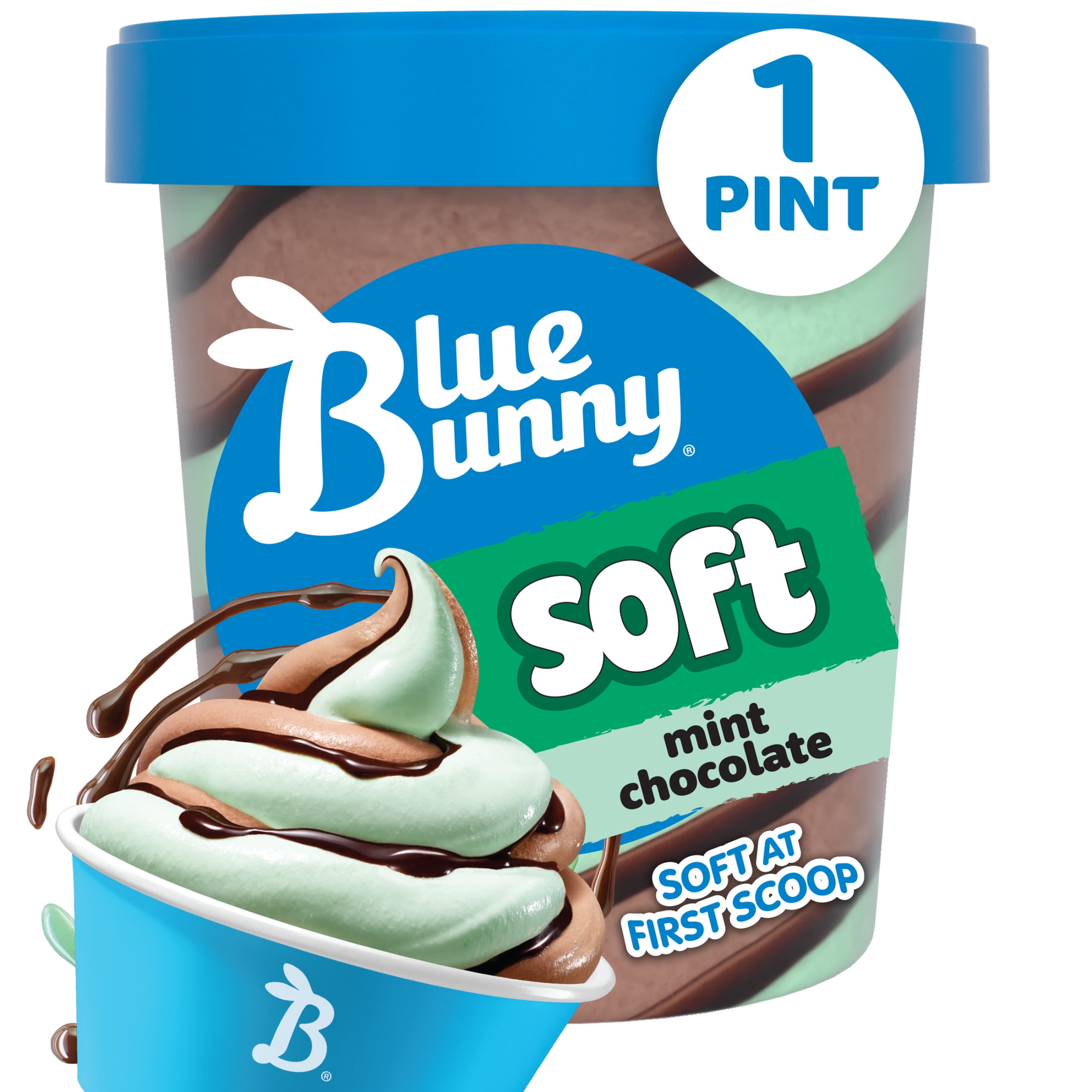 Blue Bunny Soft Mint Chocolate Frozen Dessert, 16 fl oz Pint - Walmart.com