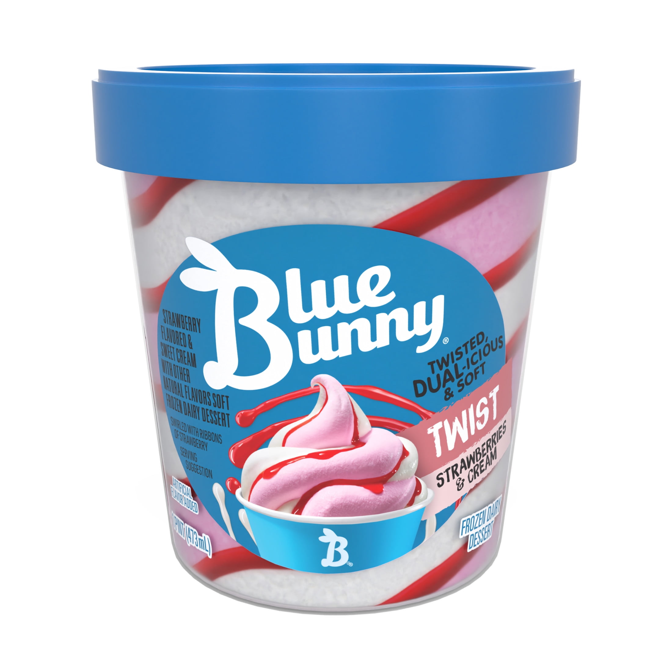 Blue Bunny Twist Strawberry And Cream Swirl Iced Frozen Dessert 16 Fl