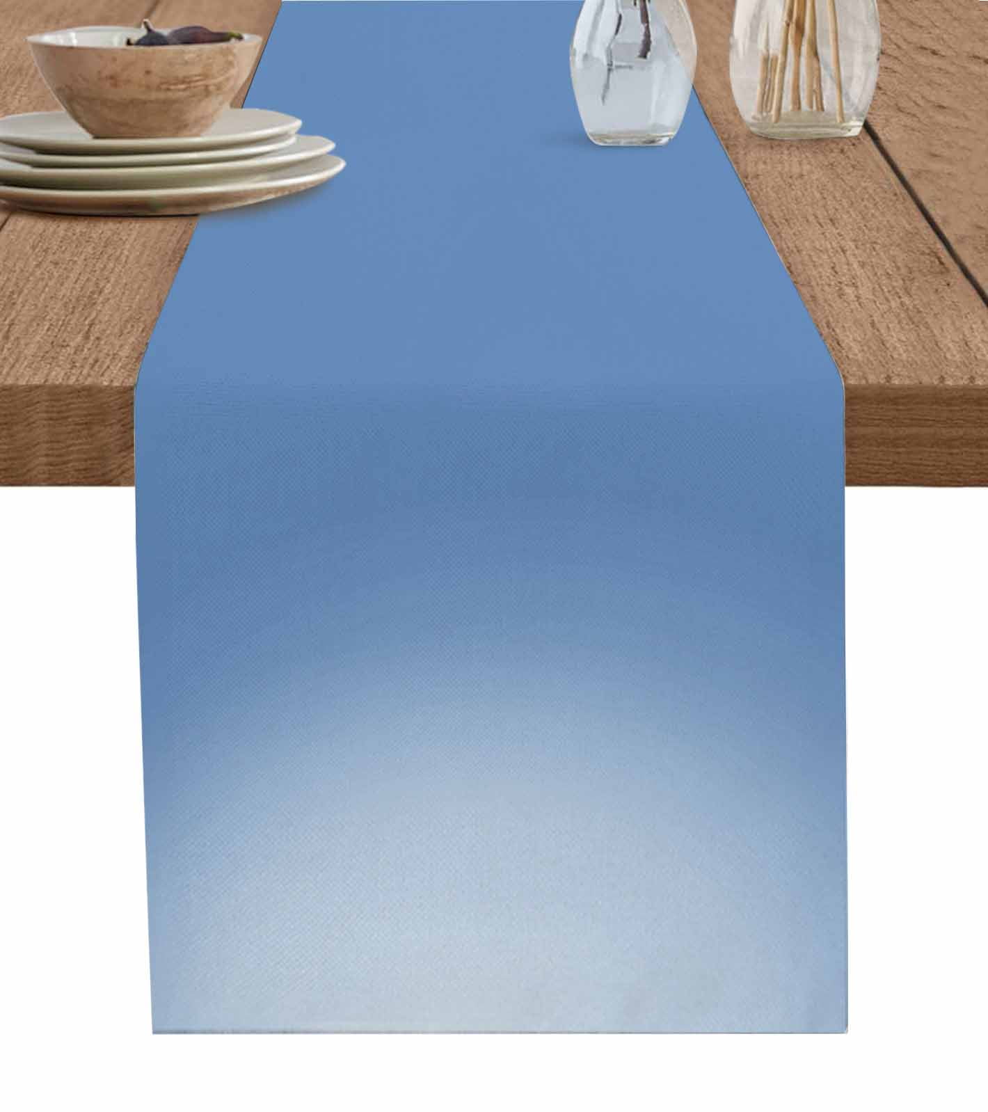 Blue Burlap Cotton Table Runner 16x72 Inches Long, Modern Minimalist ...