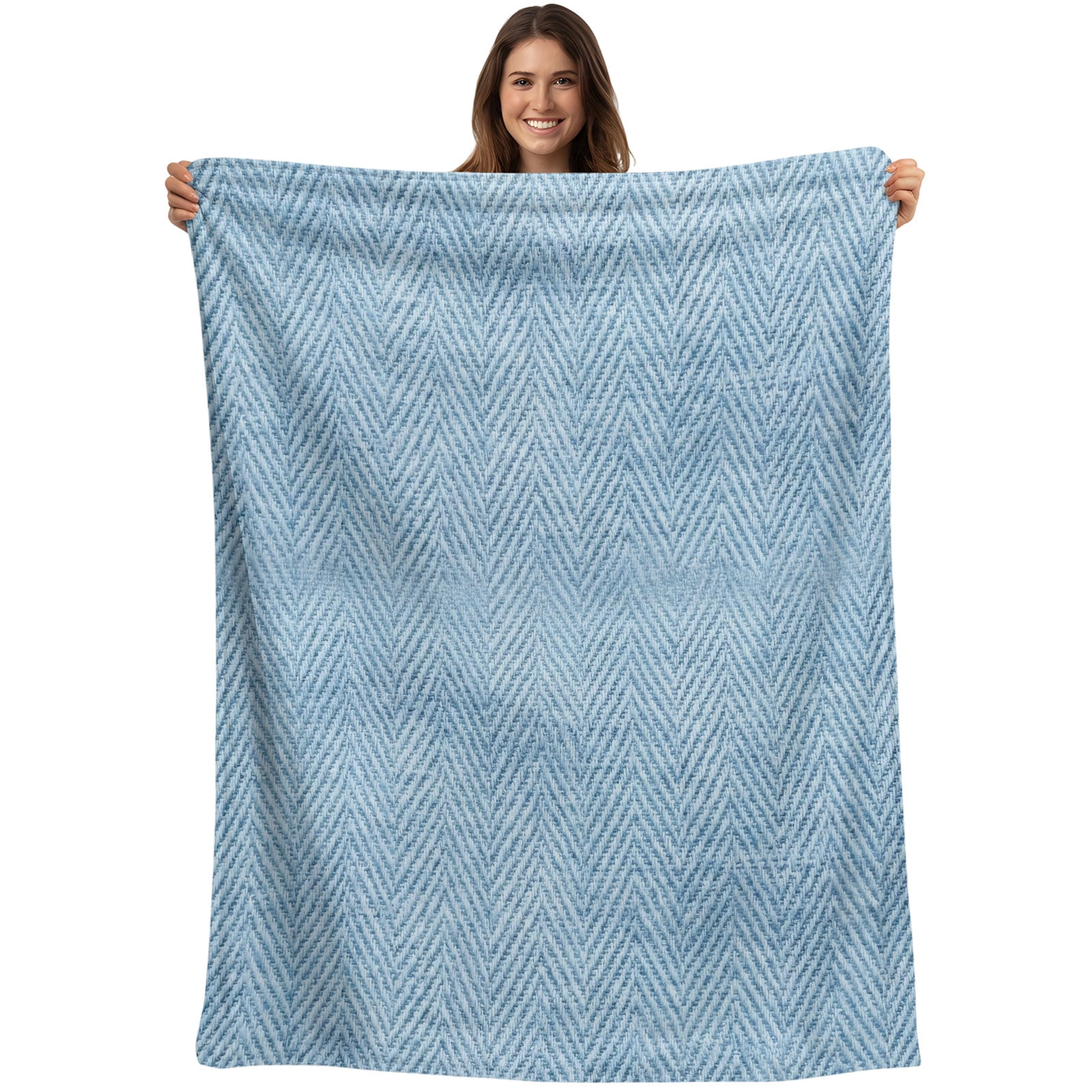 Blue Burlap Texture Blanket Soft Cozy Warm Throw Blanket for Couch ...