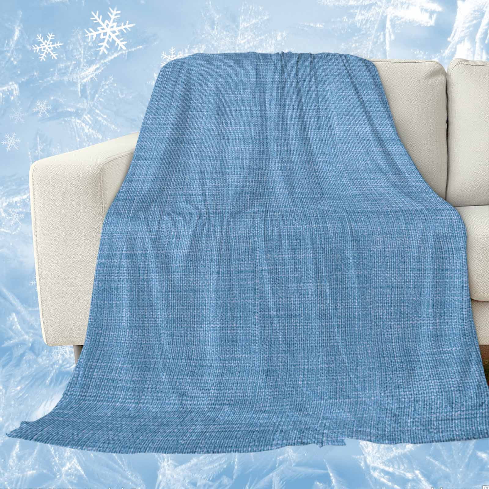 Blue Burlap Texture Cooling Blanket, Lightweight Breathable Summer ...
