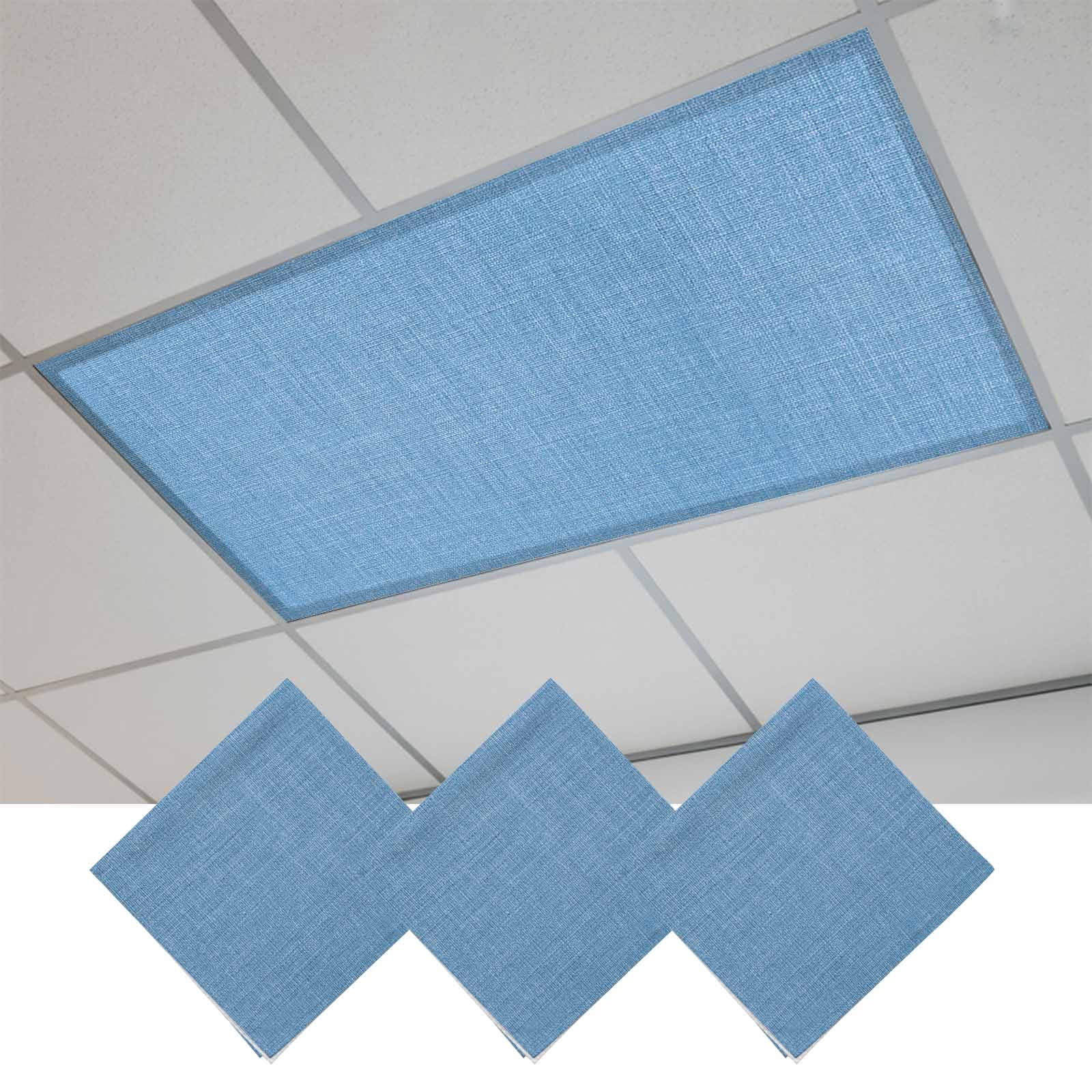 Blue Burlap Texture Magnetic Fluorescent Light Covers for Ceiling ...