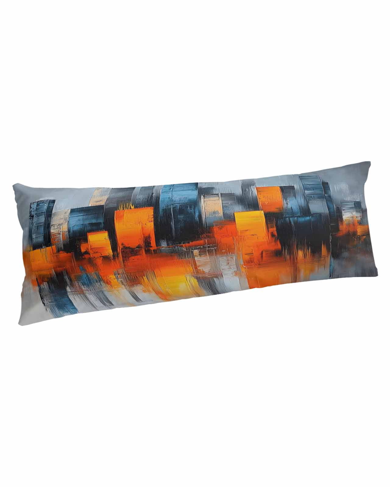 Blue Burnt Orange Body Pillow Covers, Modern Oil Painting Geometric ...