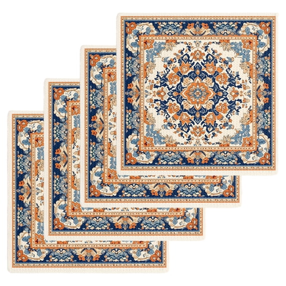 Blue Burnt Orange Boho Kitchen Dish Towels for Drying Dishes Set of 4 ...