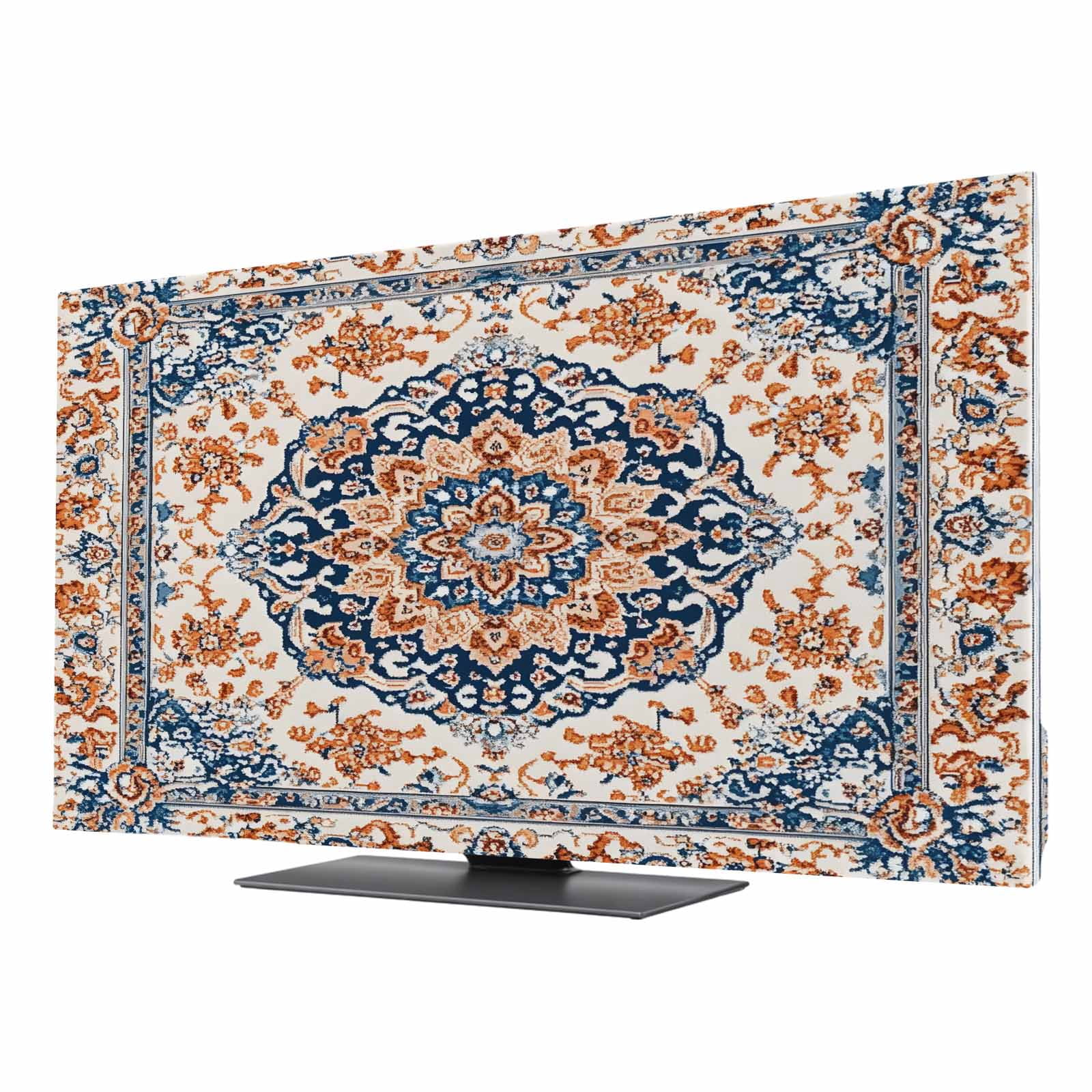 Blue Burnt Orange Boho TV Cover for 43 Inch Screen, Stretch Fabric ...