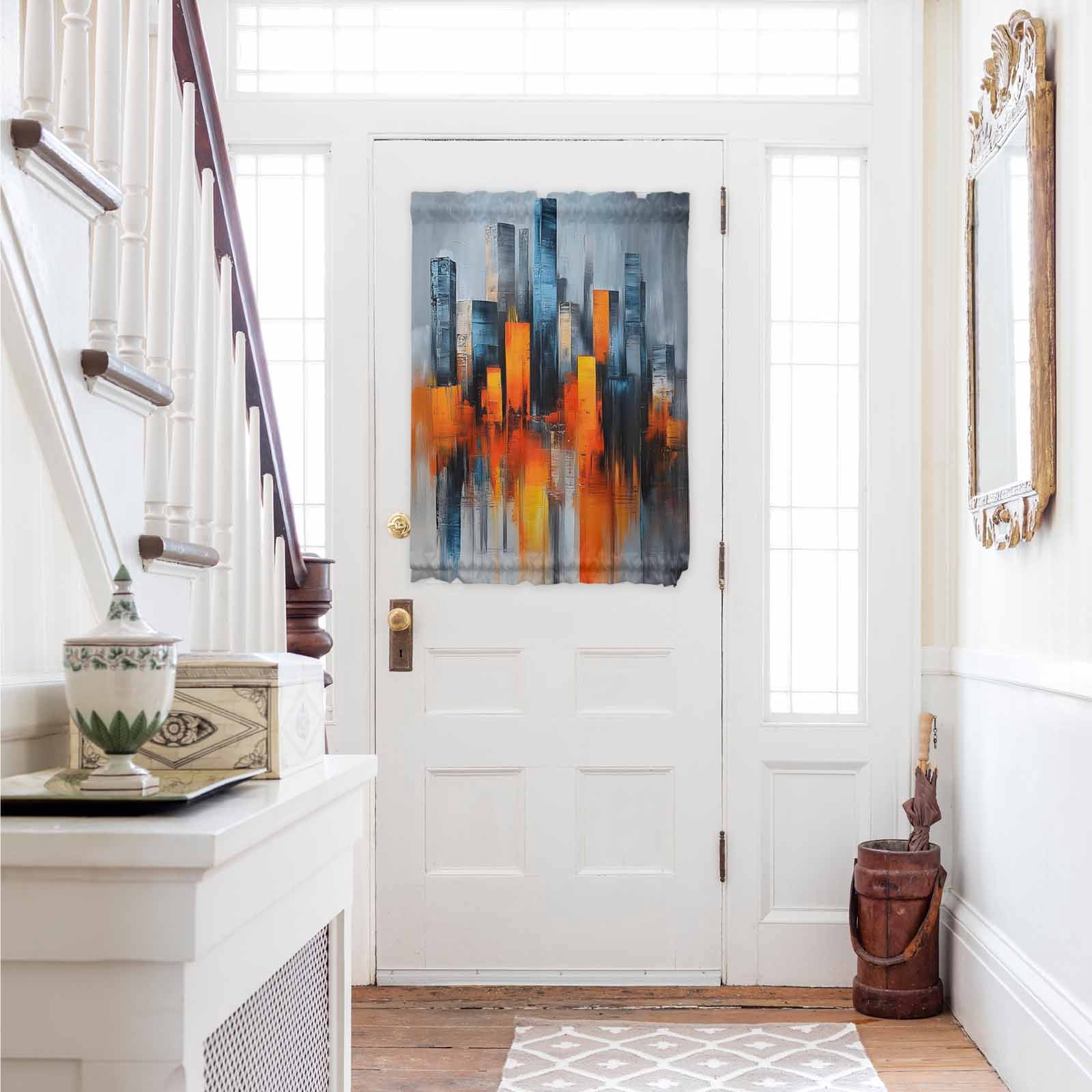 Blue Burnt Orange Door Curtains for Door Window, French Sidelight Front ...