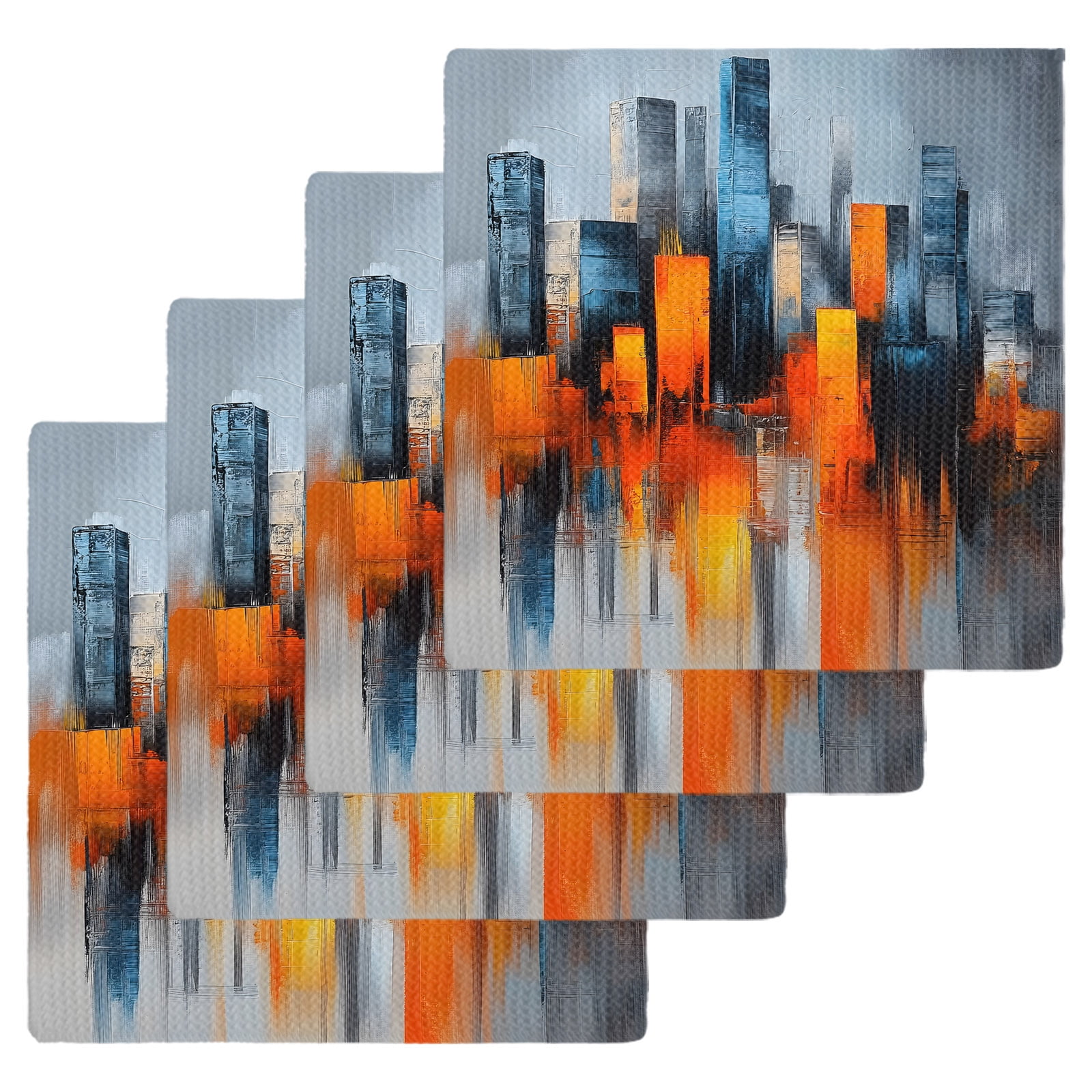 Blue Burnt Orange Kitchen Dish Towels for Drying Dishes Set of 4 ...