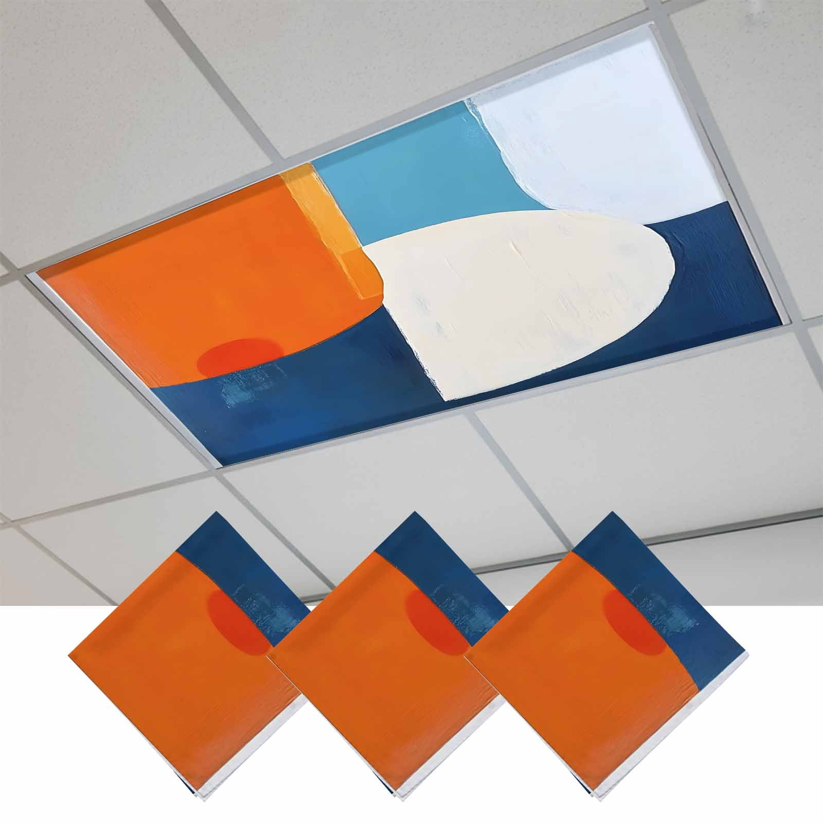 Blue Burnt Orange Magnetic Fluorescent Light Covers for Ceiling Lights ...