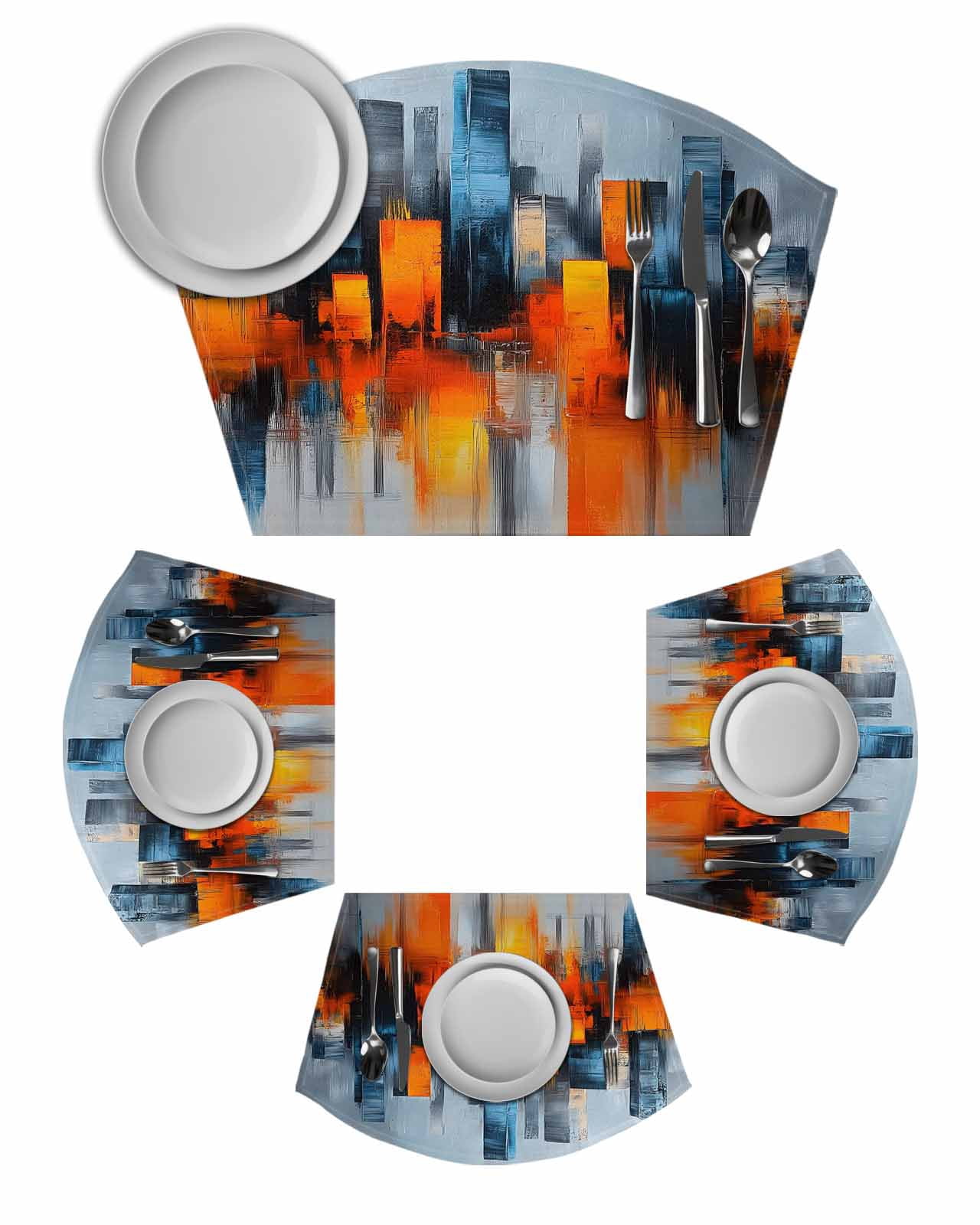Blue Burnt Orange Round Table Placemats Set of 2 Wedge Placemats ...