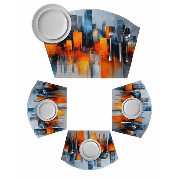 Blue Burnt Orange Round Table Placemats Set of 2 Wedge Placemats ...
