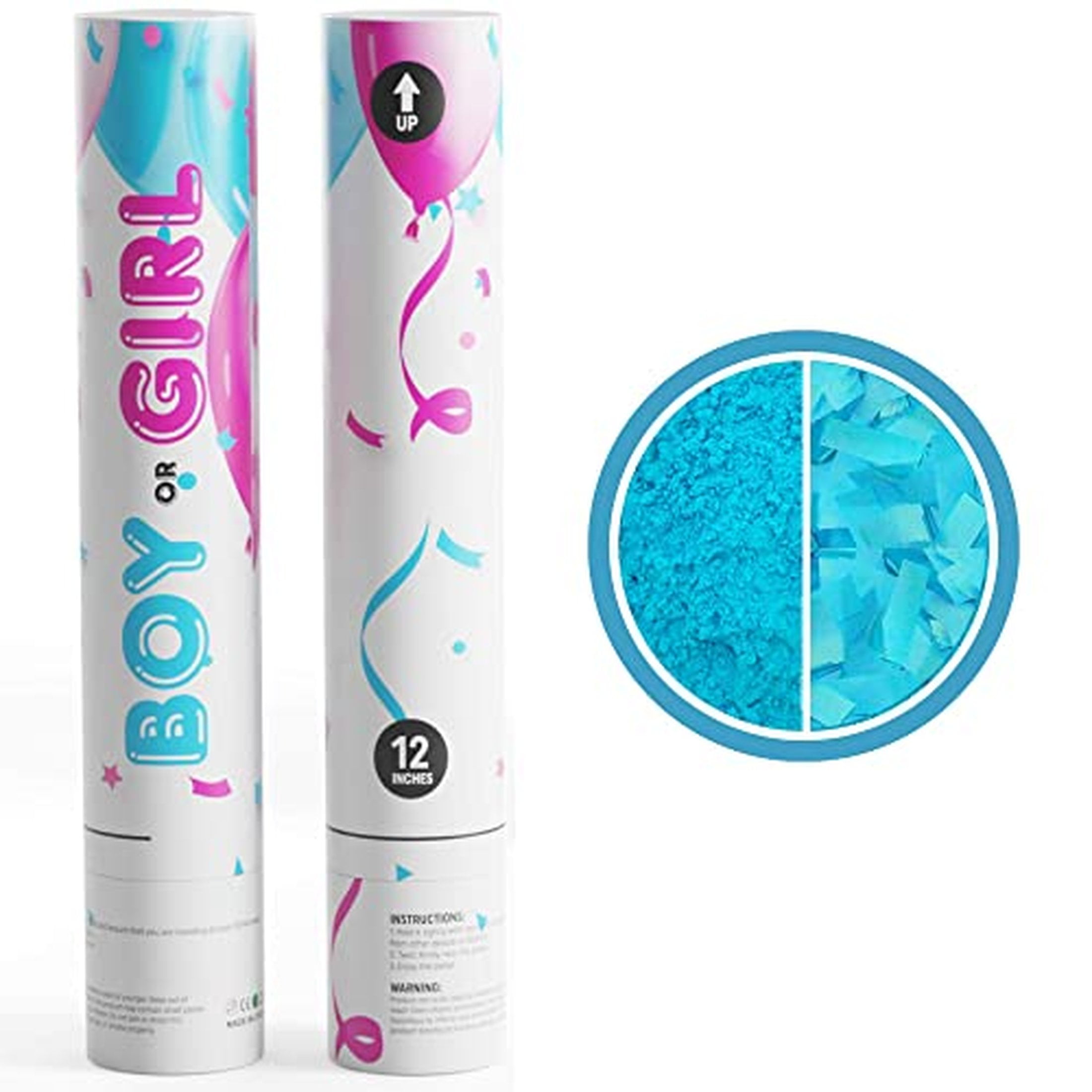 Blue Burst Gender Reveal Confetti Cannon - Biodegradable Holi Powder ...