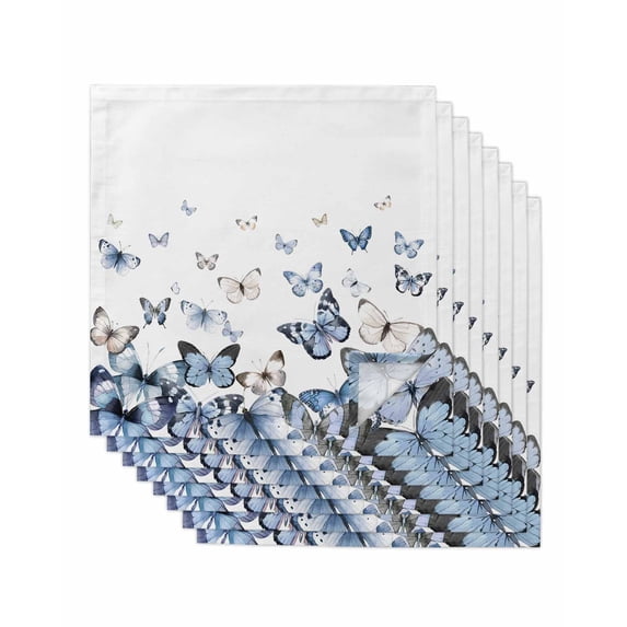 Blue Butterflies Cloth Napkins Set of 8 Reusable Dinner Napkins ...