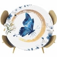 Blue Butterflies Flowers Round Tablecloth 36-44 Inch Round Fitted Table ...