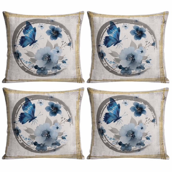 Blue Butterflies Flowers Throw Pillow Covers 20 x 20 Inch Pillow Covers ...