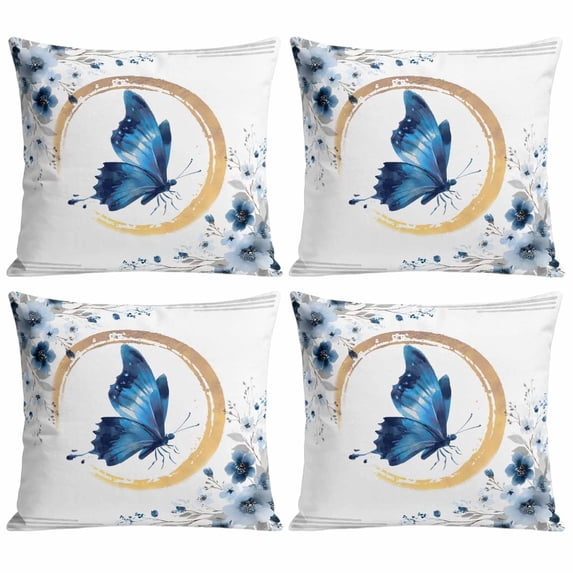 Blue Butterflies Flowers Throw Pillow Covers 20 x 20 Inch Pillow Covers ...