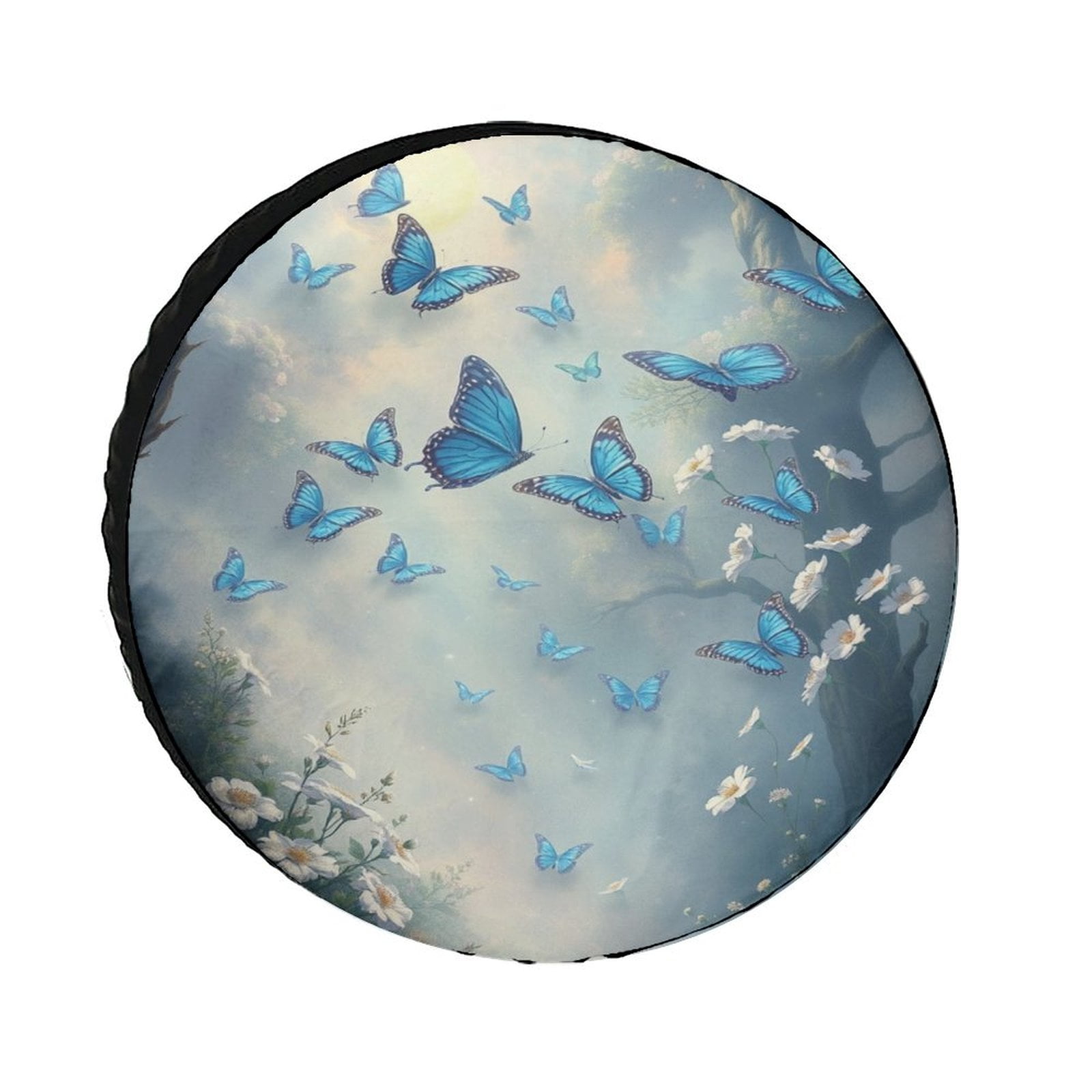 Blue Butterflies Flying Free Spare Tire Cover Universal Wheel Tire ...