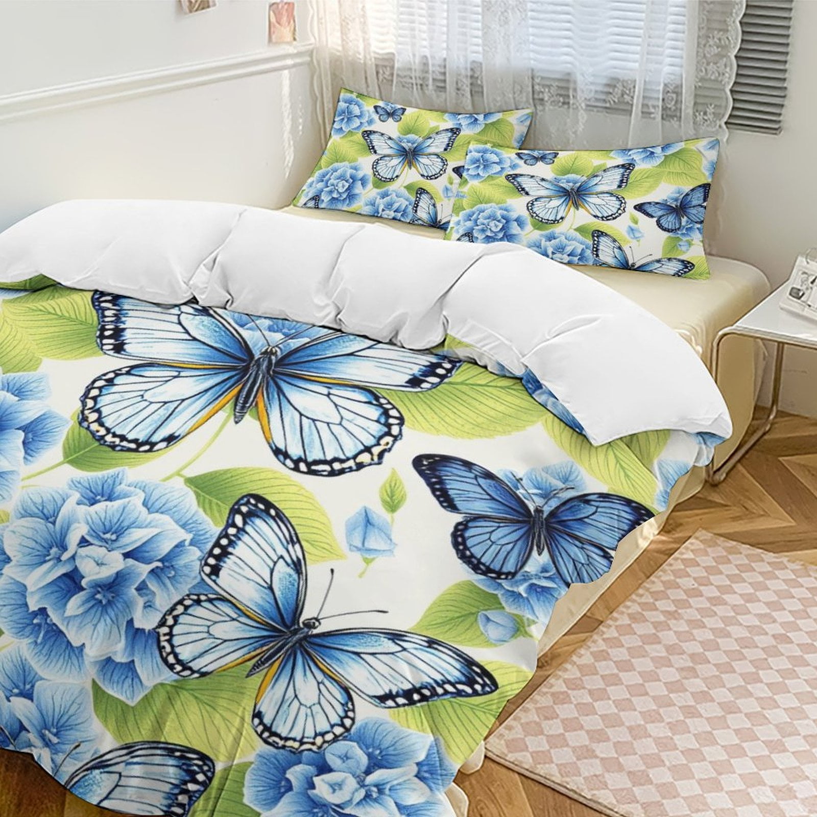 Blue Butterflies Hydrangeas Bedding Comforter Set Quilt Bedding Set ...