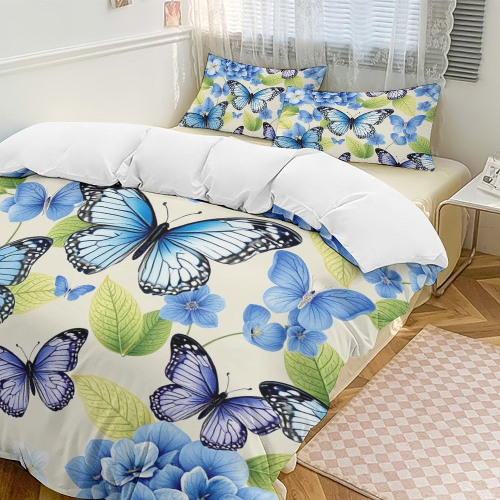 Blue Butterflies Hydrangeas Bedding Comforter Set Quilt Bedding Set ...