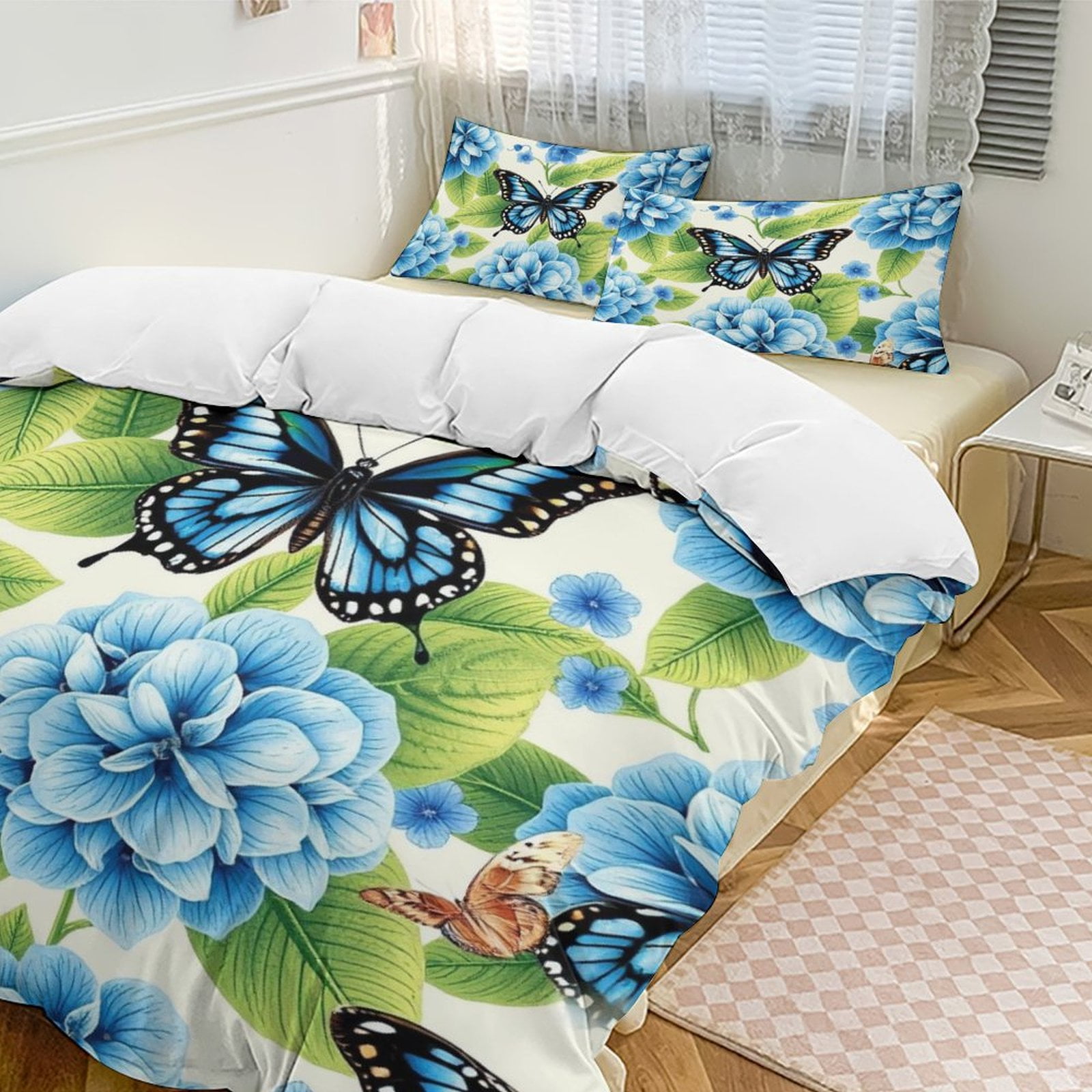 Blue Butterflies Hydrangeas Bedding Comforter Set Quilt Bedding Set ...