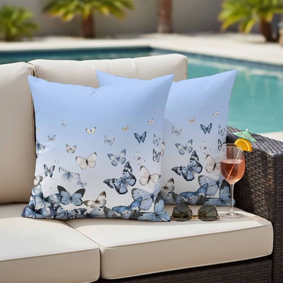 Blue Butterflies Outdoor Pillow Covers 20x20 Inch Throw Pillow Covers ...