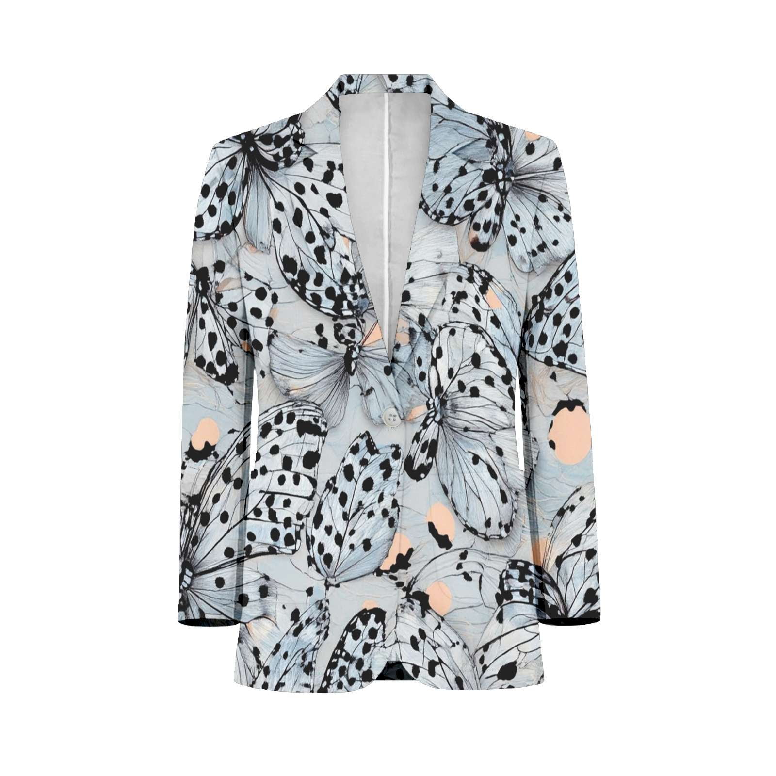 Blue Butterflies Patterned Background Mens Suits Shawl Collar Slim Fit ...