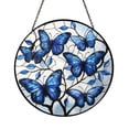 Blue Butterflies Spring Forest Glass Suncatcher Round Window Hanging ...