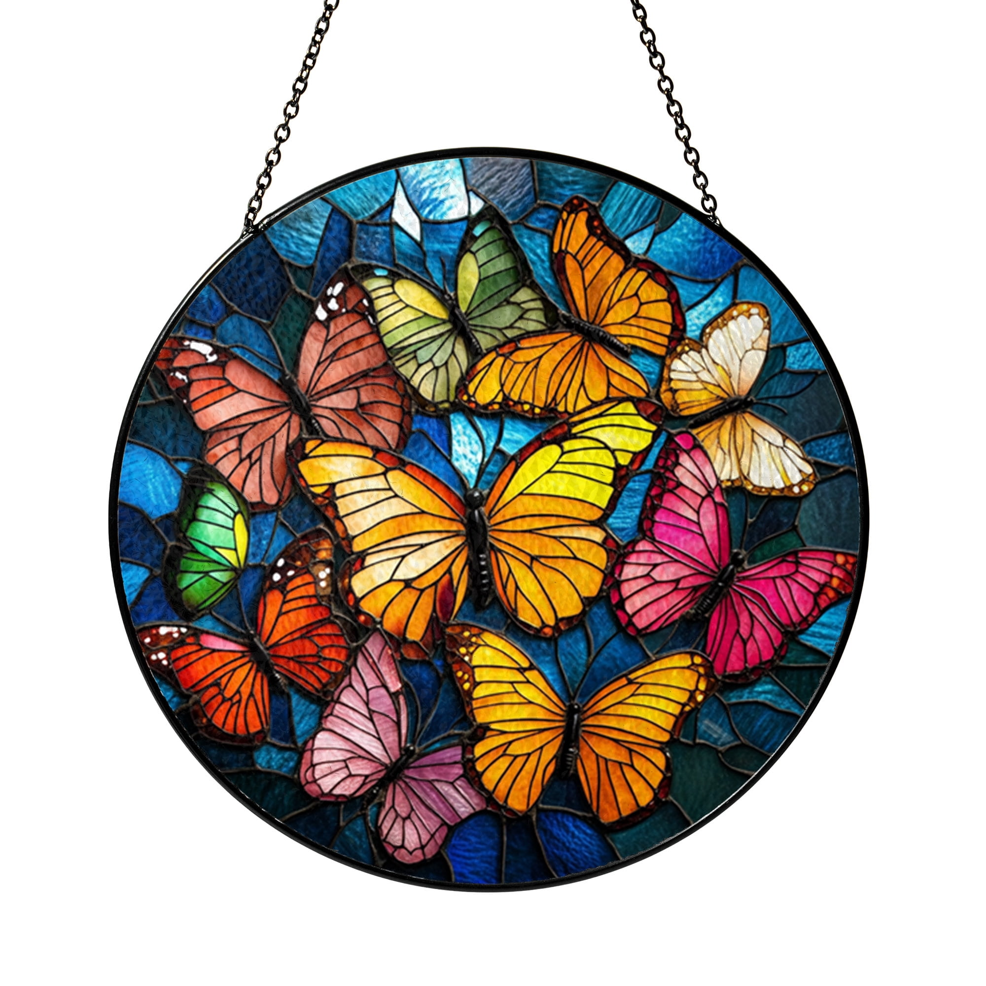 Blue Butterflies Stained Glass Suncatcher – Colorful Window Hanging Art ...